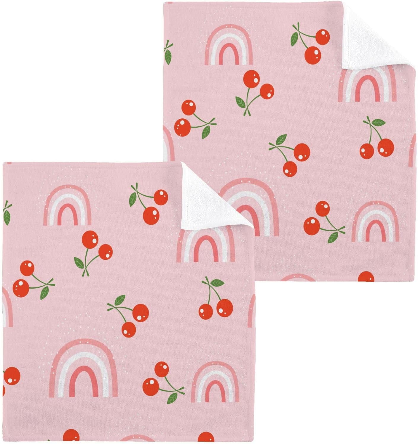 GZHJMY Cherry Rainbow Wash Cloth Set of 2, 12 x 12 Inch Cotton Baby ...