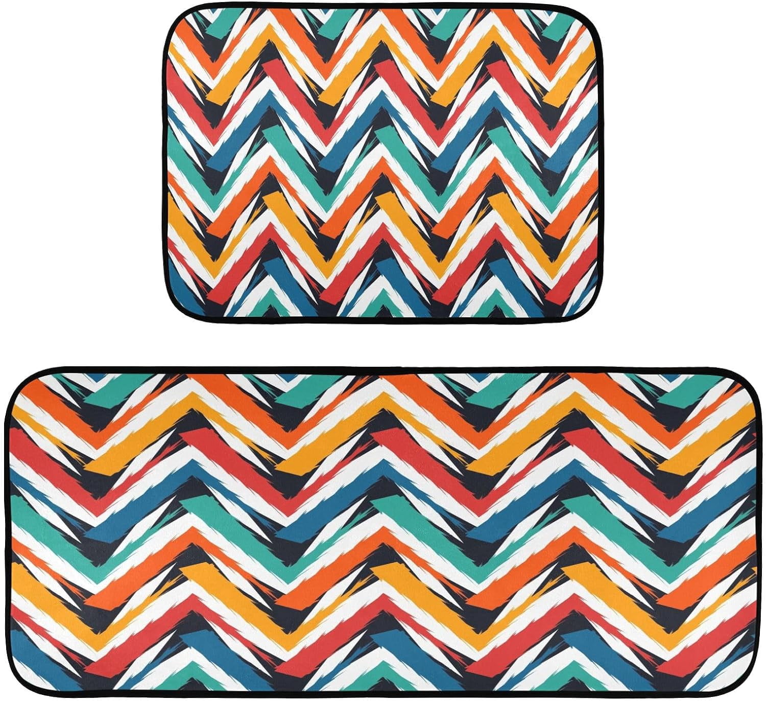 GZHJMY Chevron Print Kitchen Rug Set of 2 Non Slip Washable Cushioned ...