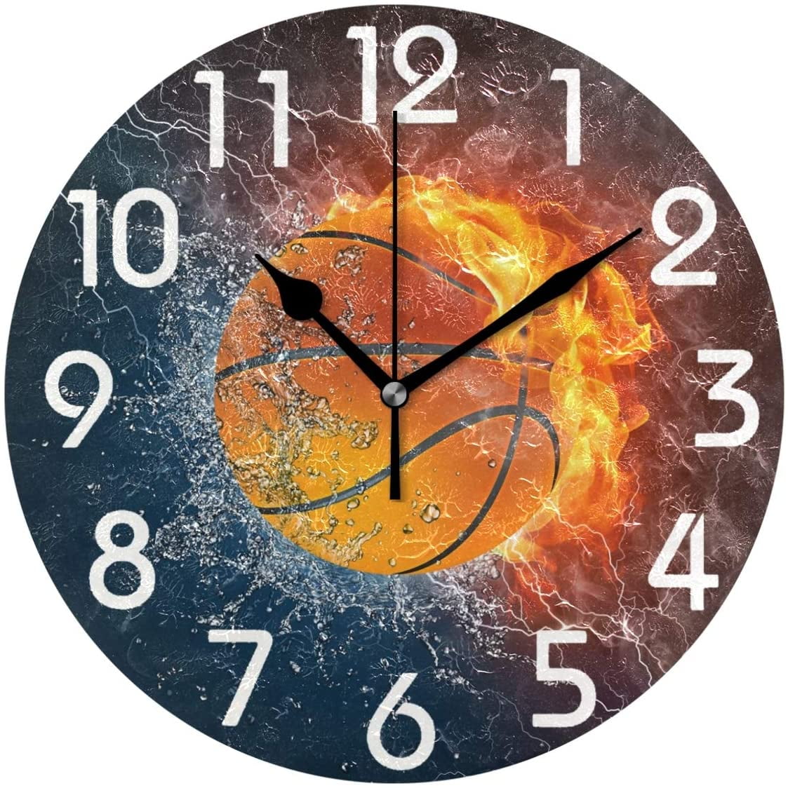 GZHJMY Chic 3D Cool Basketball in Magic Splashed Fire and Water Round ...