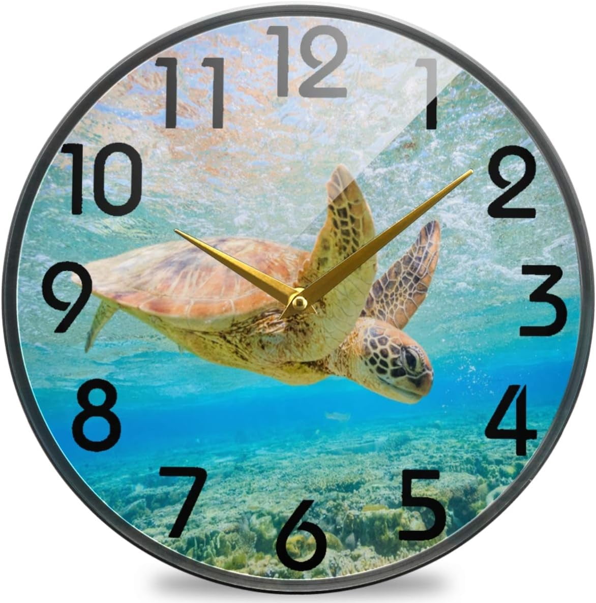 GZHJMY Chic 3D Underwater Ocean Swimming Sea Turtle Print Round Wall ...