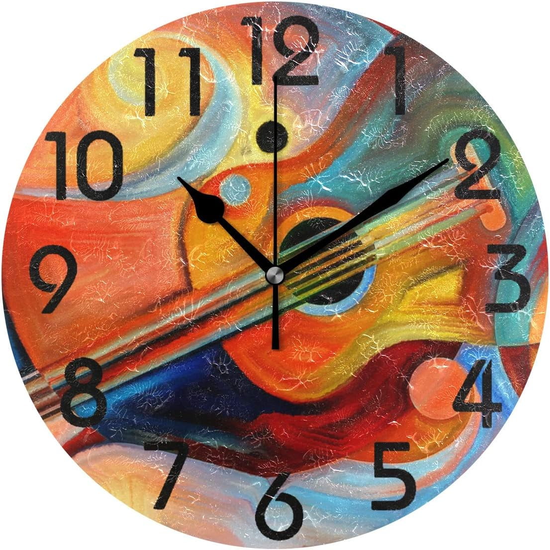 GZHJMY Chic Abstract Painting Music and Rhythm Print Round Wall Clock ...