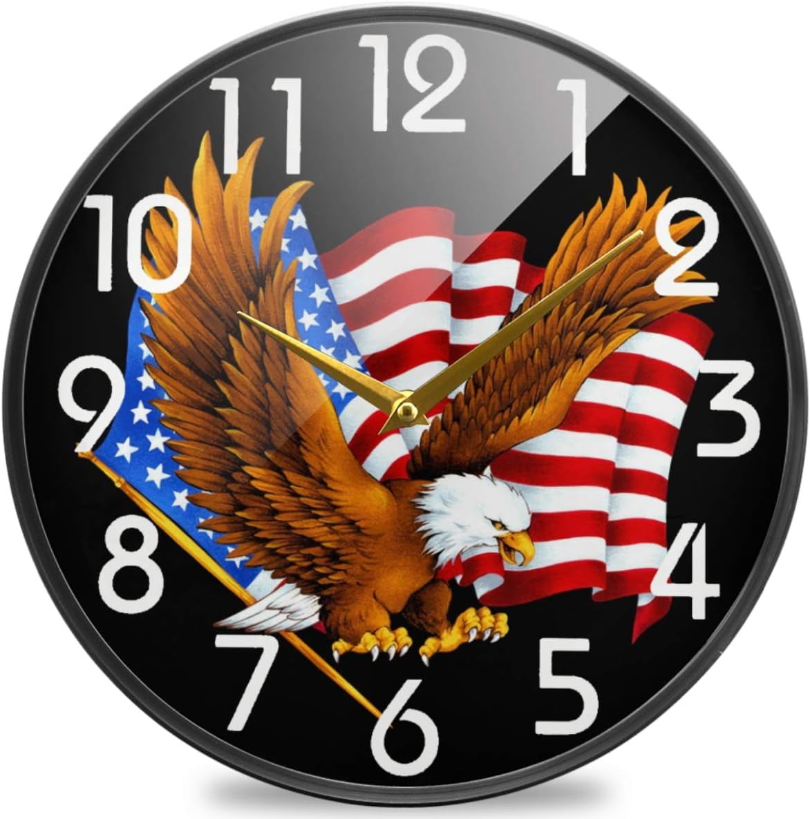 GZHJMY Chic American Flag in Vulture Round Wall Clock, 9.5 Inch Silent ...