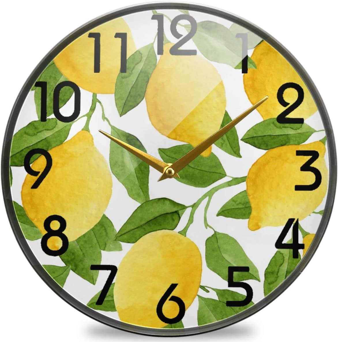 GZHJMY Chic Beautiful Lifelike Lemons Print Round Wall Clock, 9.5 Inch ...