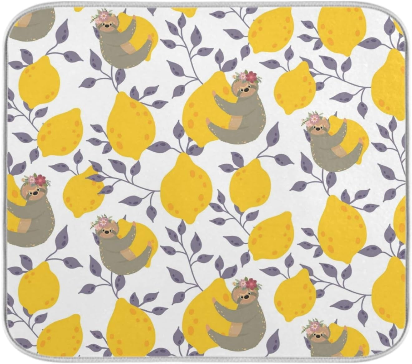 GZHJMY Chic Cute Sloth Lemons Pattern 16 x 18 Inches Absorbent Dish ...