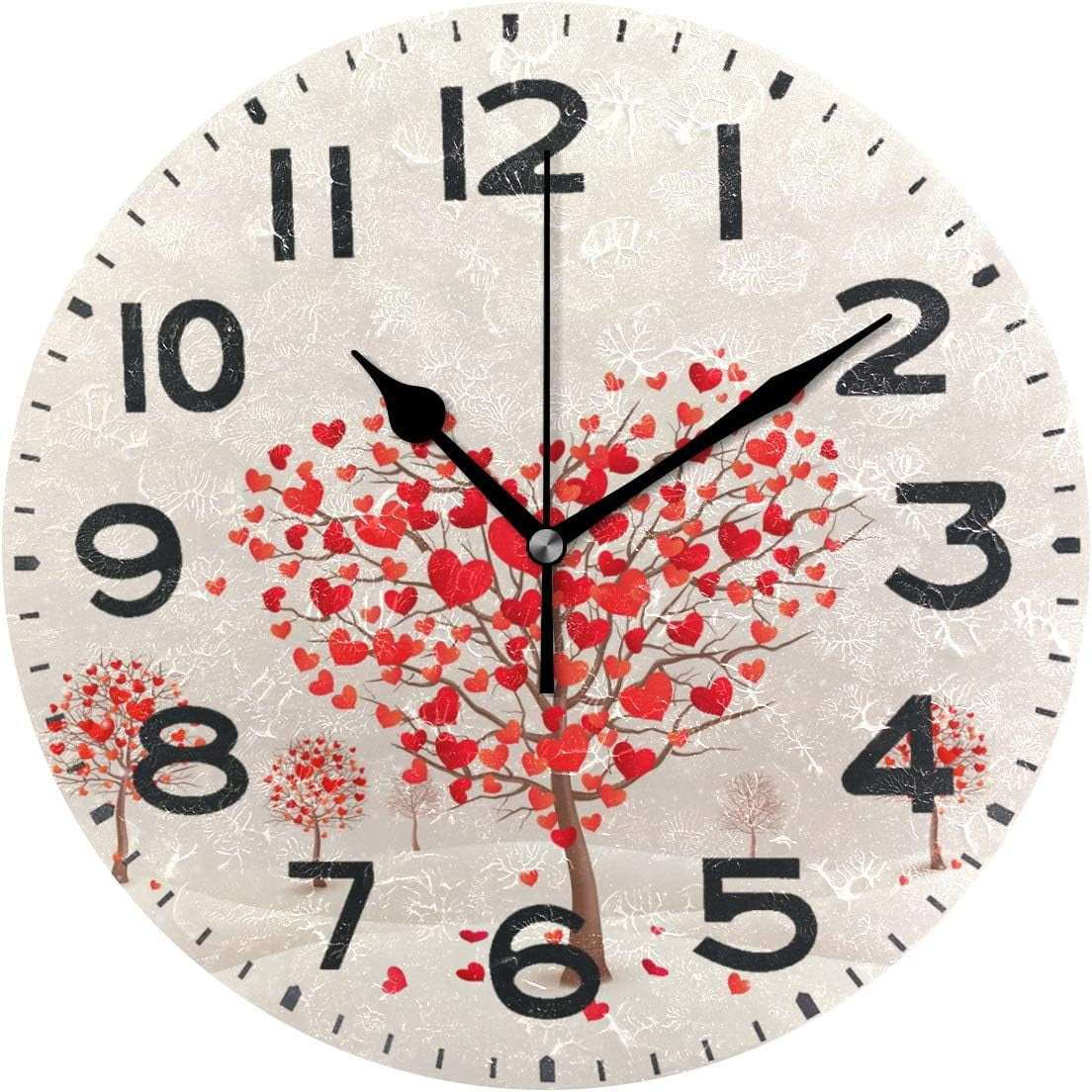 GZHJMY Chic Heart Shaped Trees Valentine Pattern Round Wall Clock ...