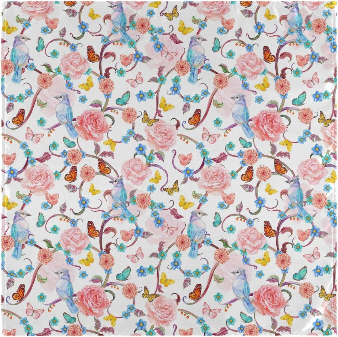 GZHJMY Chic Romantic Fancy Floral Birds Butterfly Cloth Napkins, Set of ...
