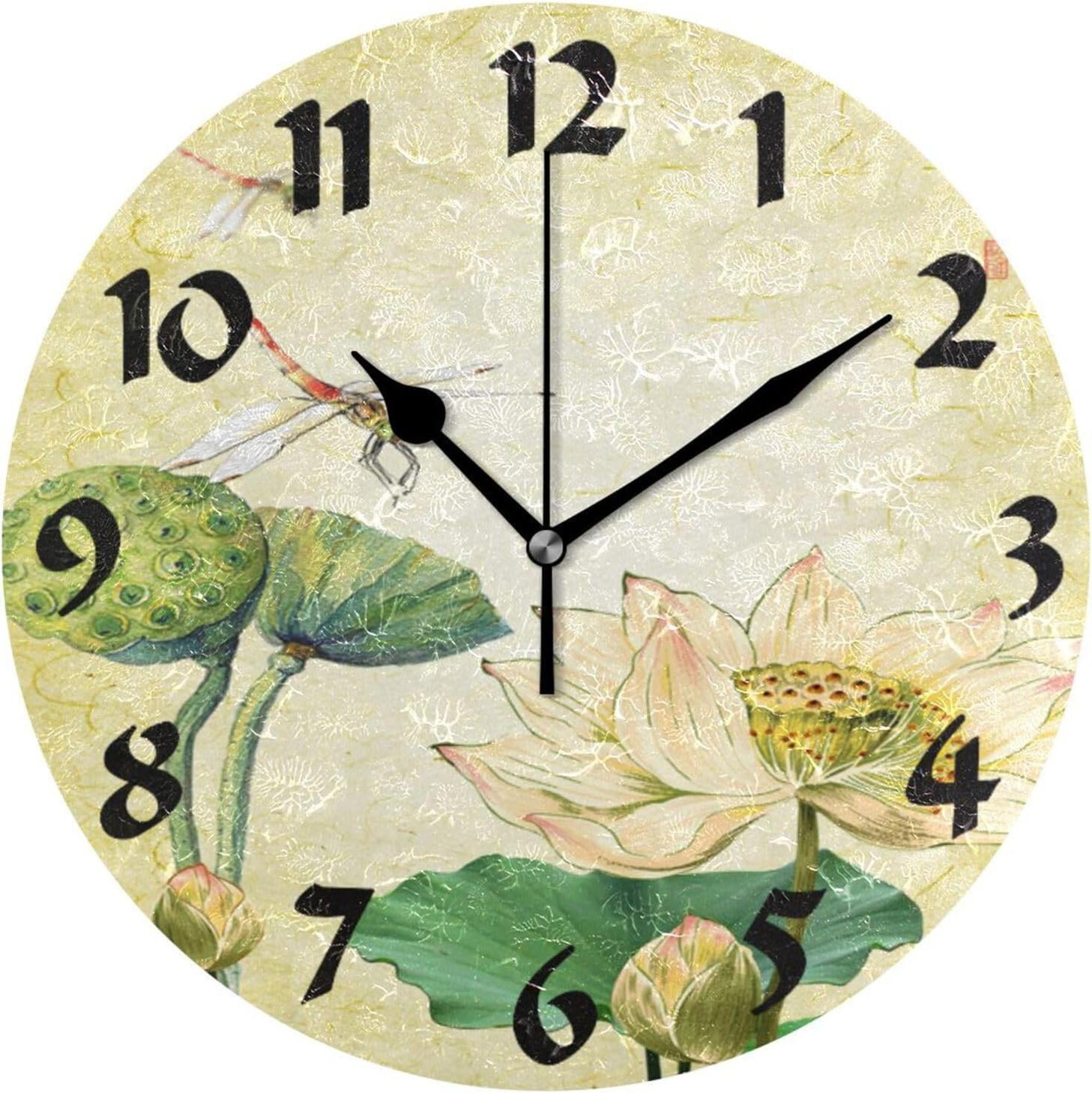GZHJMY Chinese Painting Round Wall Clock,Silent Non Ticking Battery ...