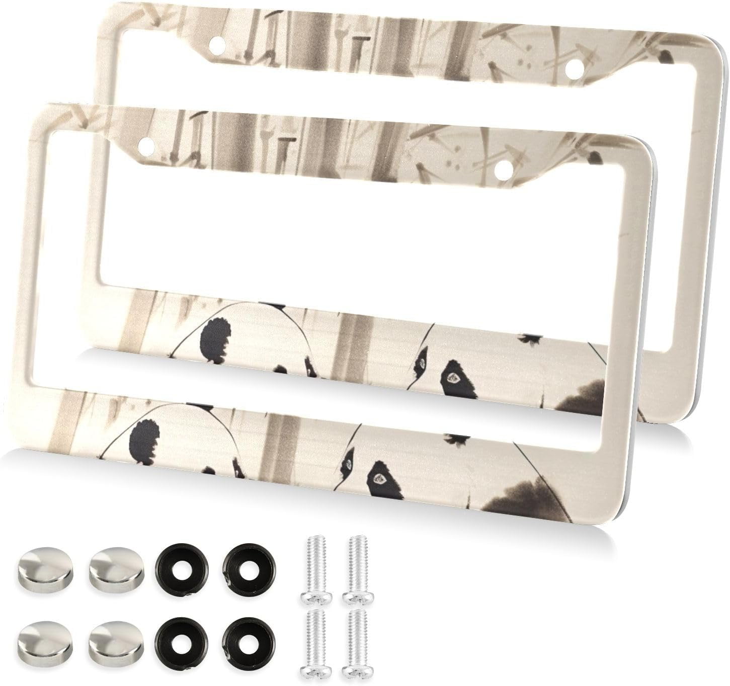 GZHJMY Chinese Panda License Plate Frames 2 Pack Aluminum License Plate ...