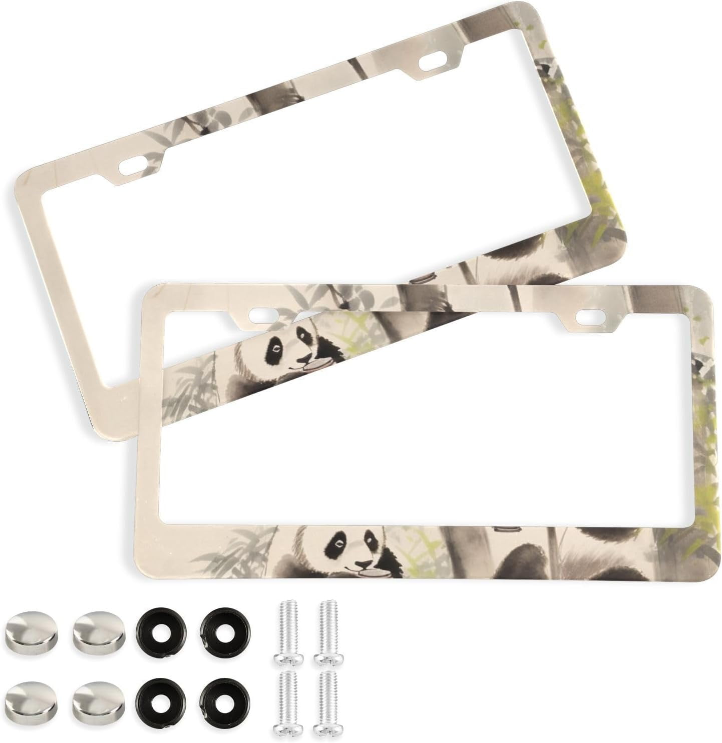 GZHJMY Chinese Panda License Plate Frames 2 Pack Aluminum License Plate ...