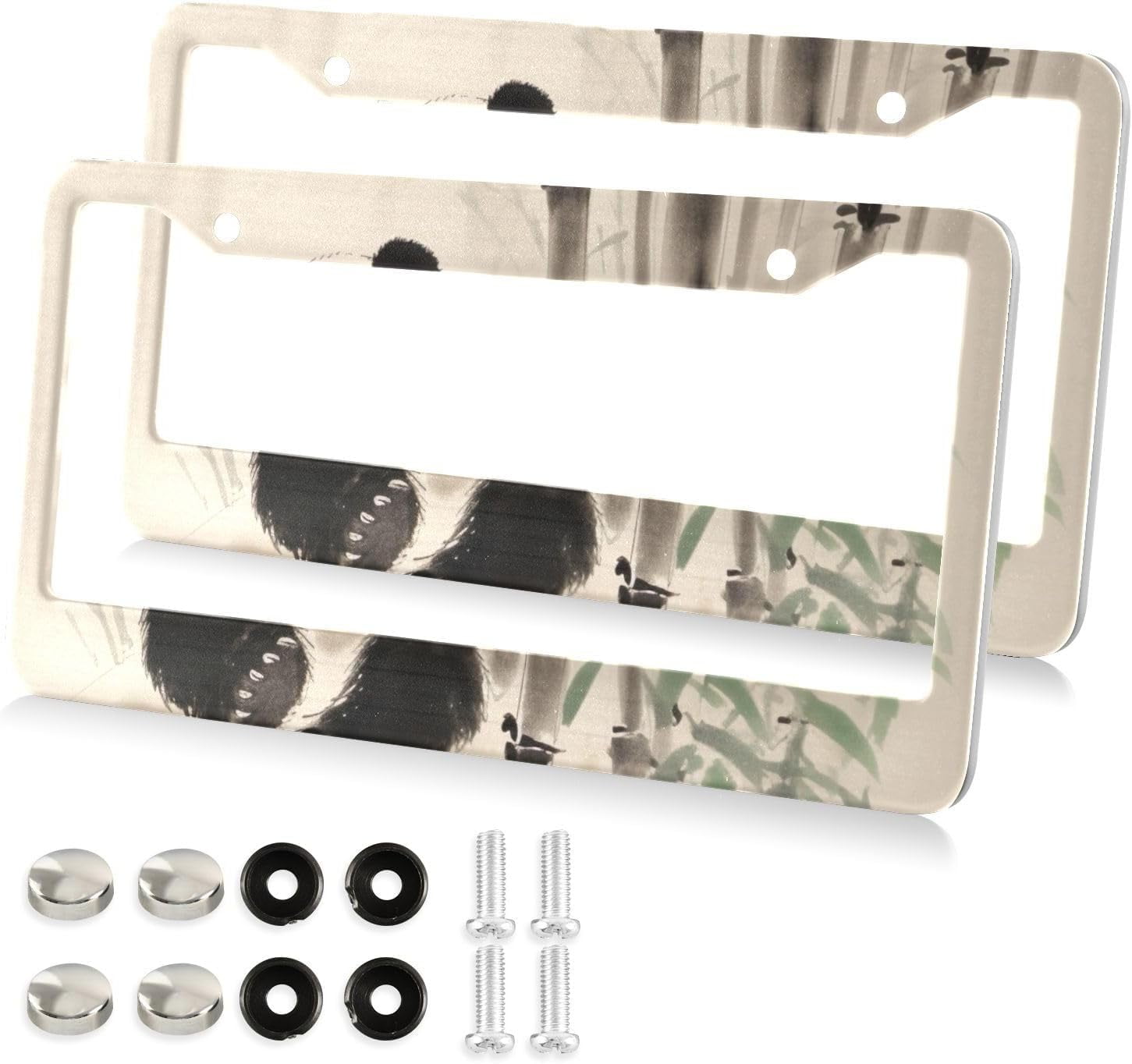 GZHJMY Chinese Panda License Plate Frames 2 Pack Aluminum License Plate ...