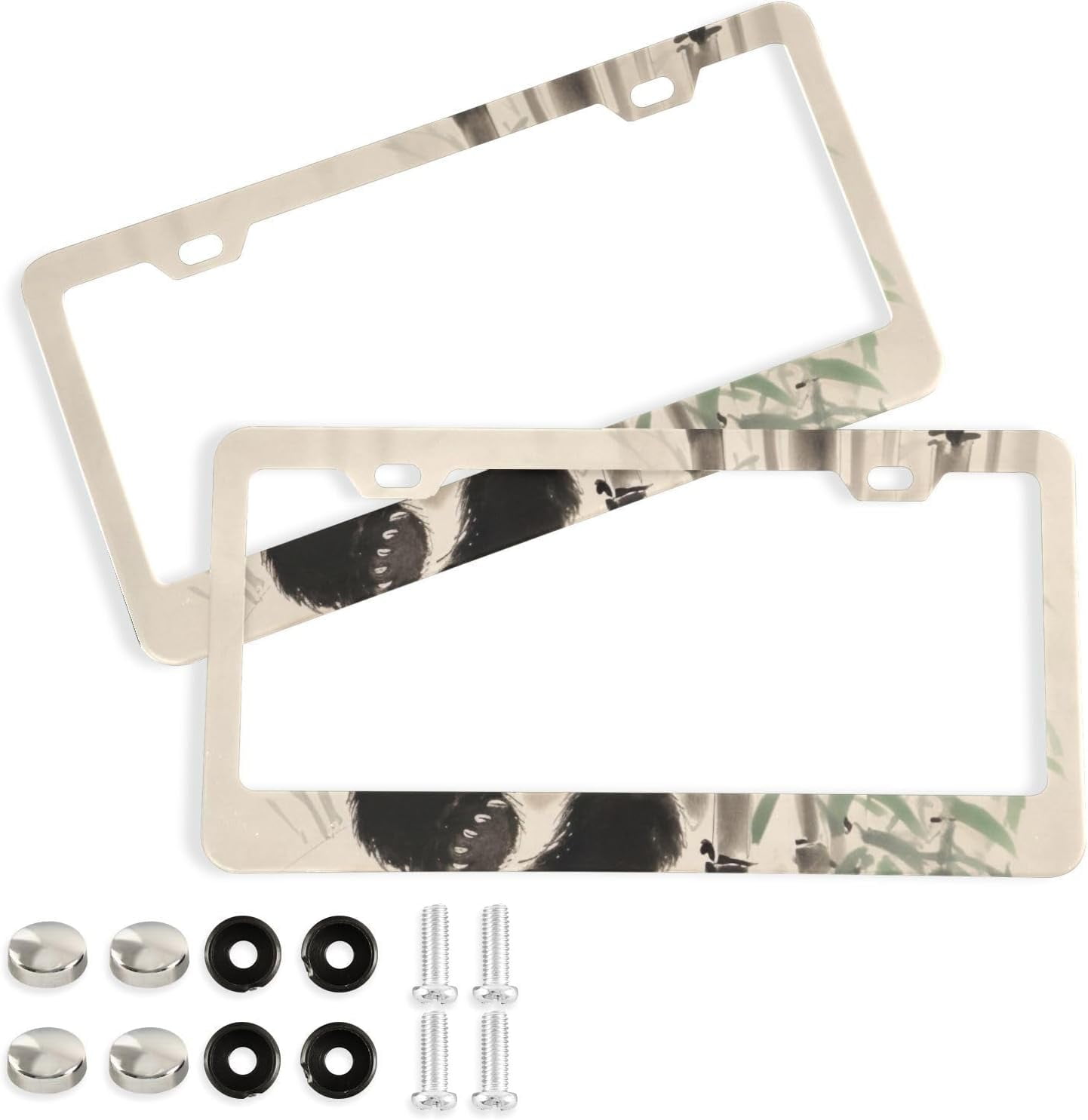 GZHJMY Chinese Panda License Plate Frames 2 Pack Aluminum License Plate ...