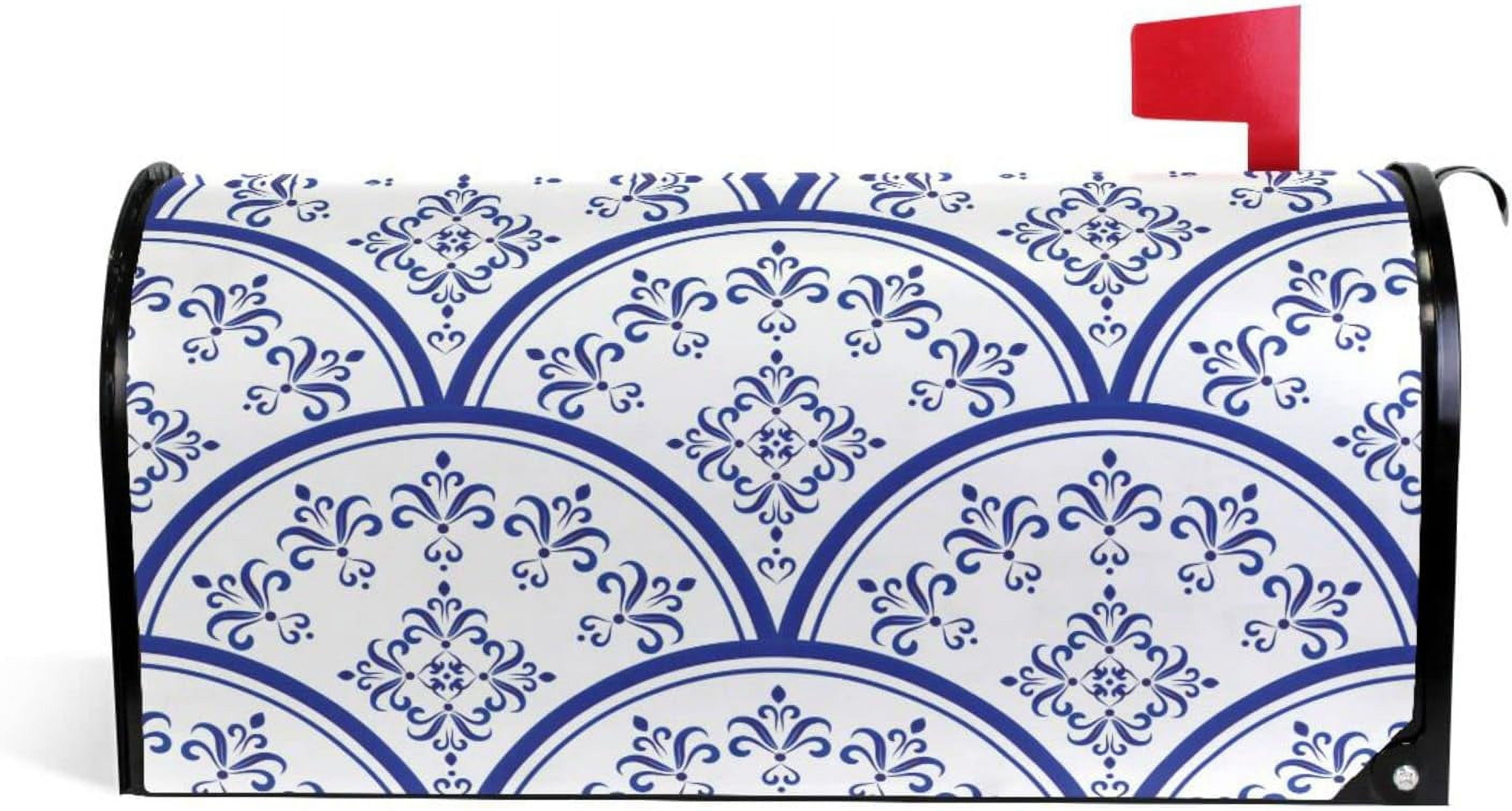 GZHJMY Chinoiserie Floral Blue White Mandala Magnetic Mailbox Cover ...