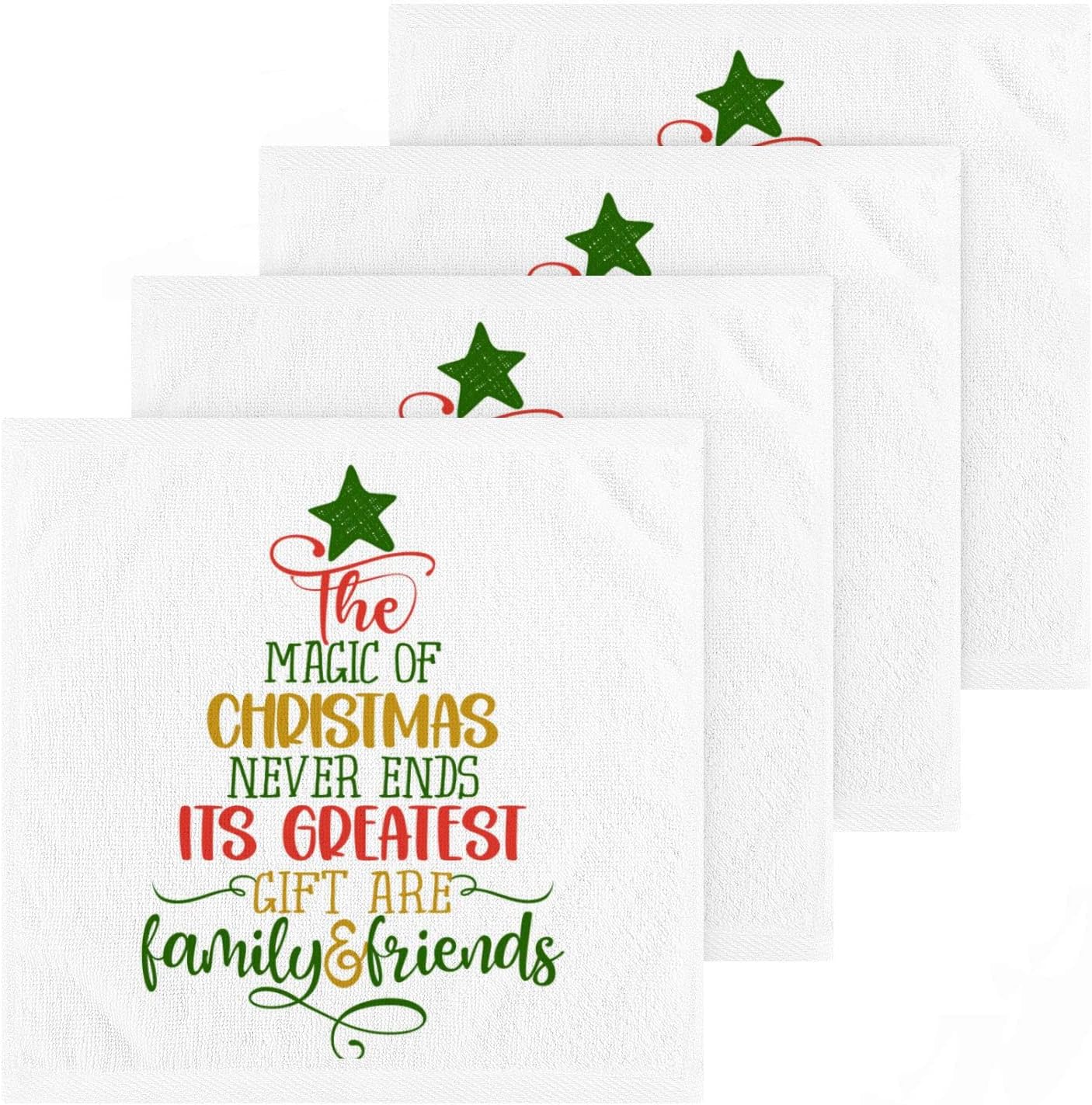 GZHJMY Chirstmas Tree Shape with Inspirational Quotes Washcloth Set of ...