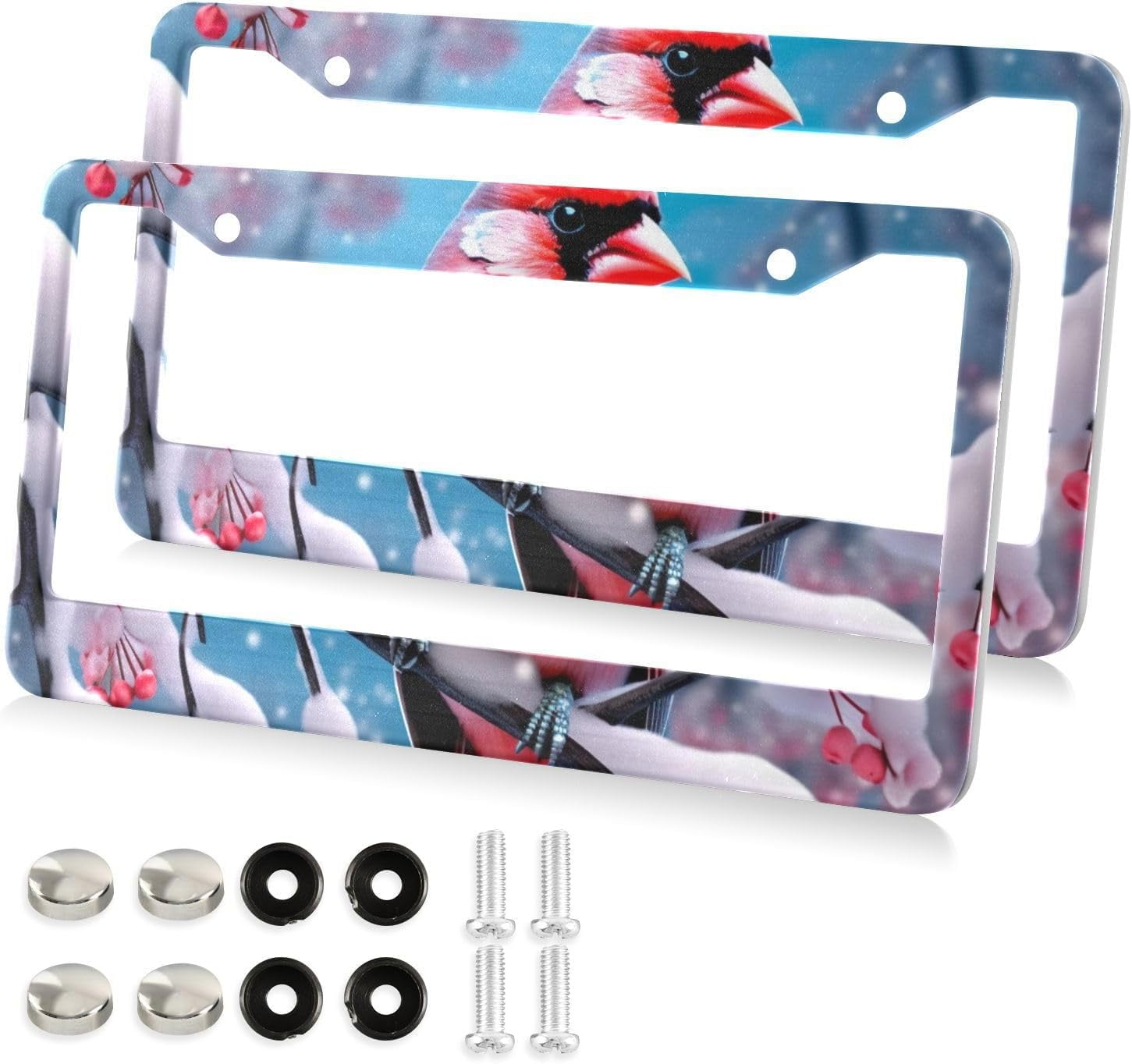 GZHJMY Christmas Bird License Plate Frames 2 Pack Aluminum License ...