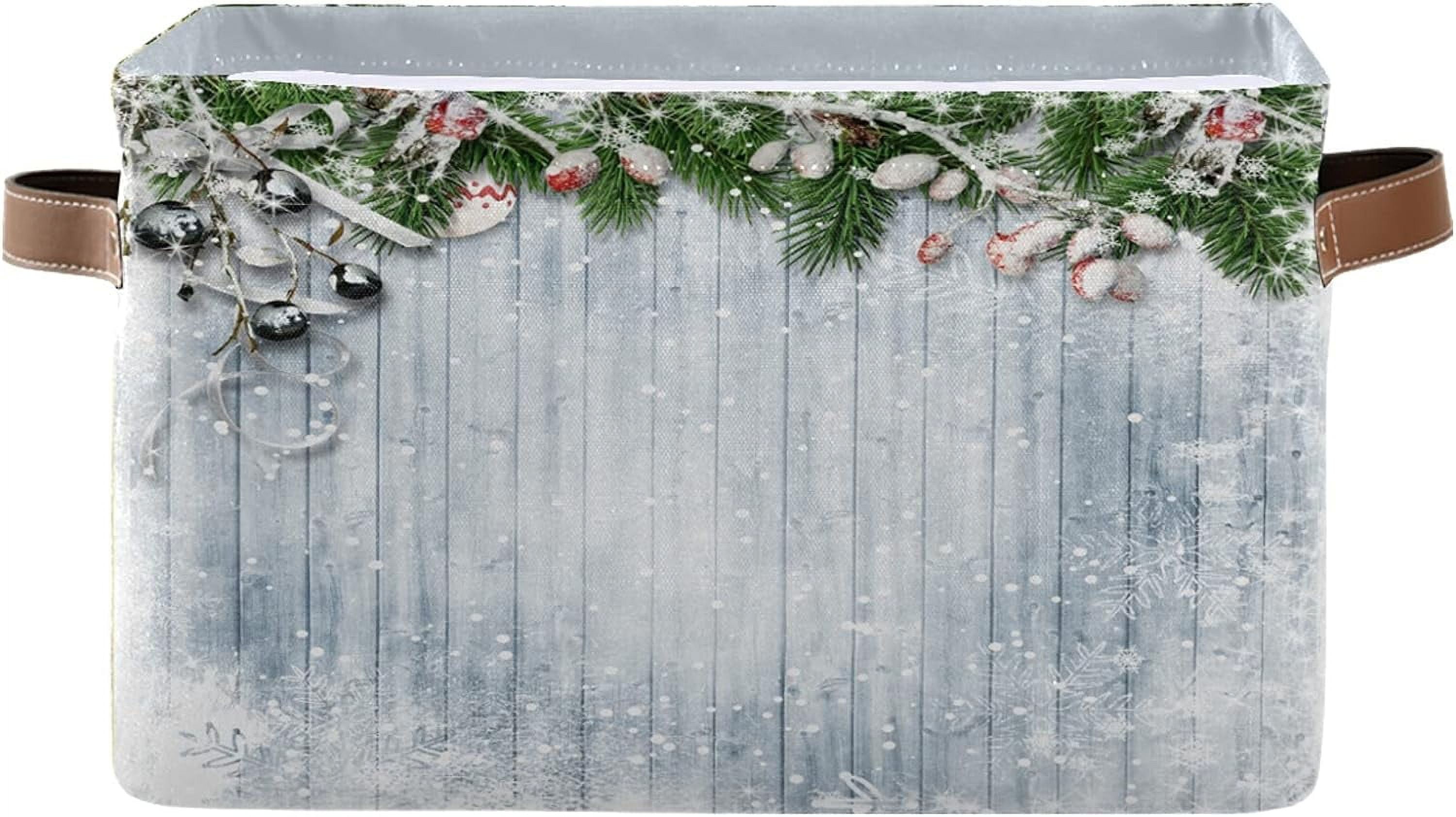 GZHJMY Christmas Firtree Snowfall On Wooden Storage Bin for Toy Storage ...