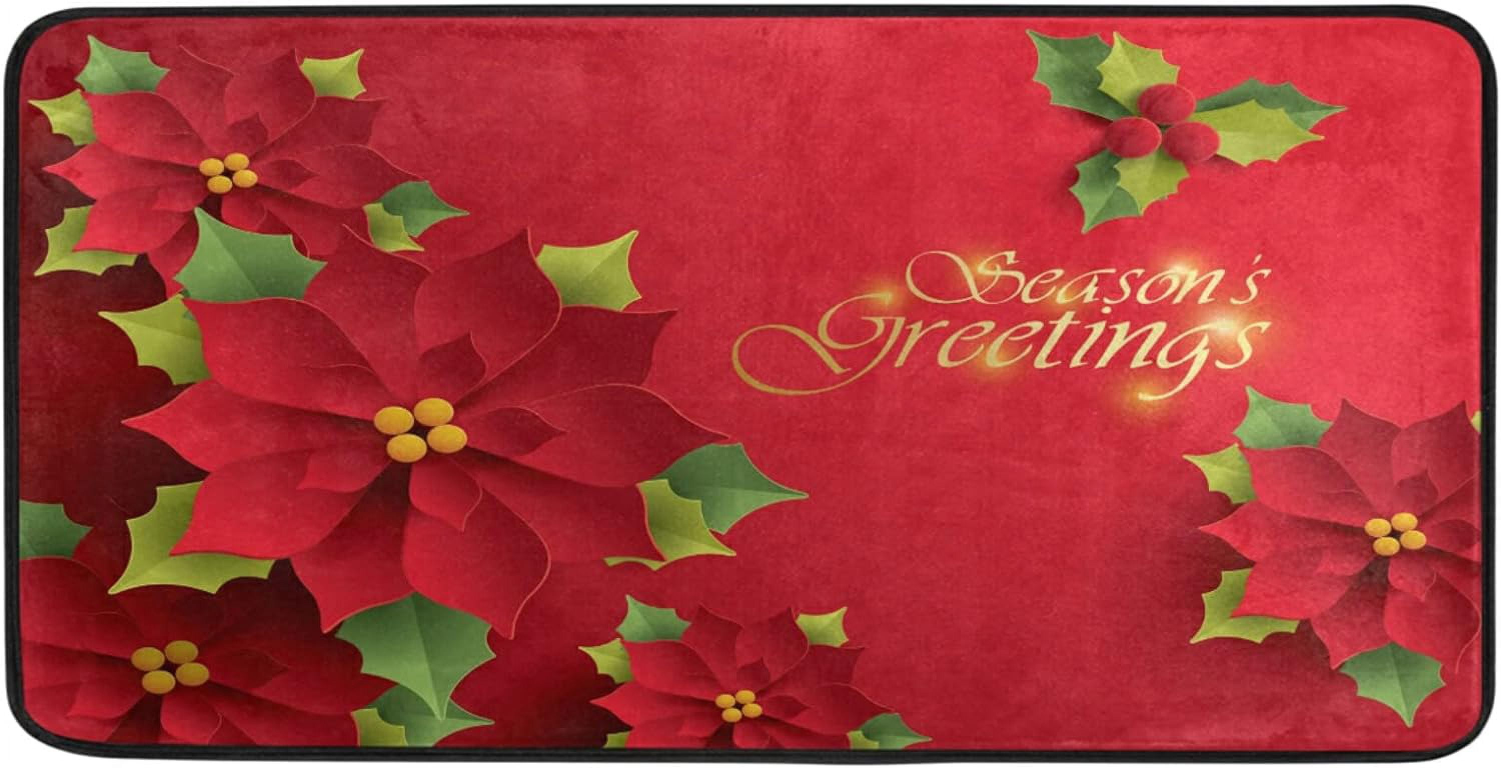 GZHJMY Christmas Flower Poinsettia Rug Non-Slip Large Rugs Soft Comfort ...