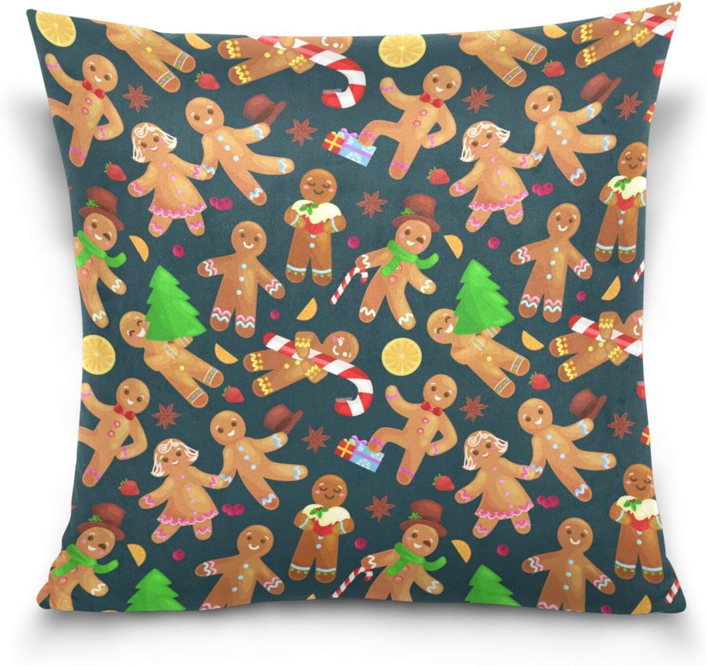 GZHJMY Christmas Gingerbread Man Throw Pillow Cover 20 x 20 Inch, Soft ...