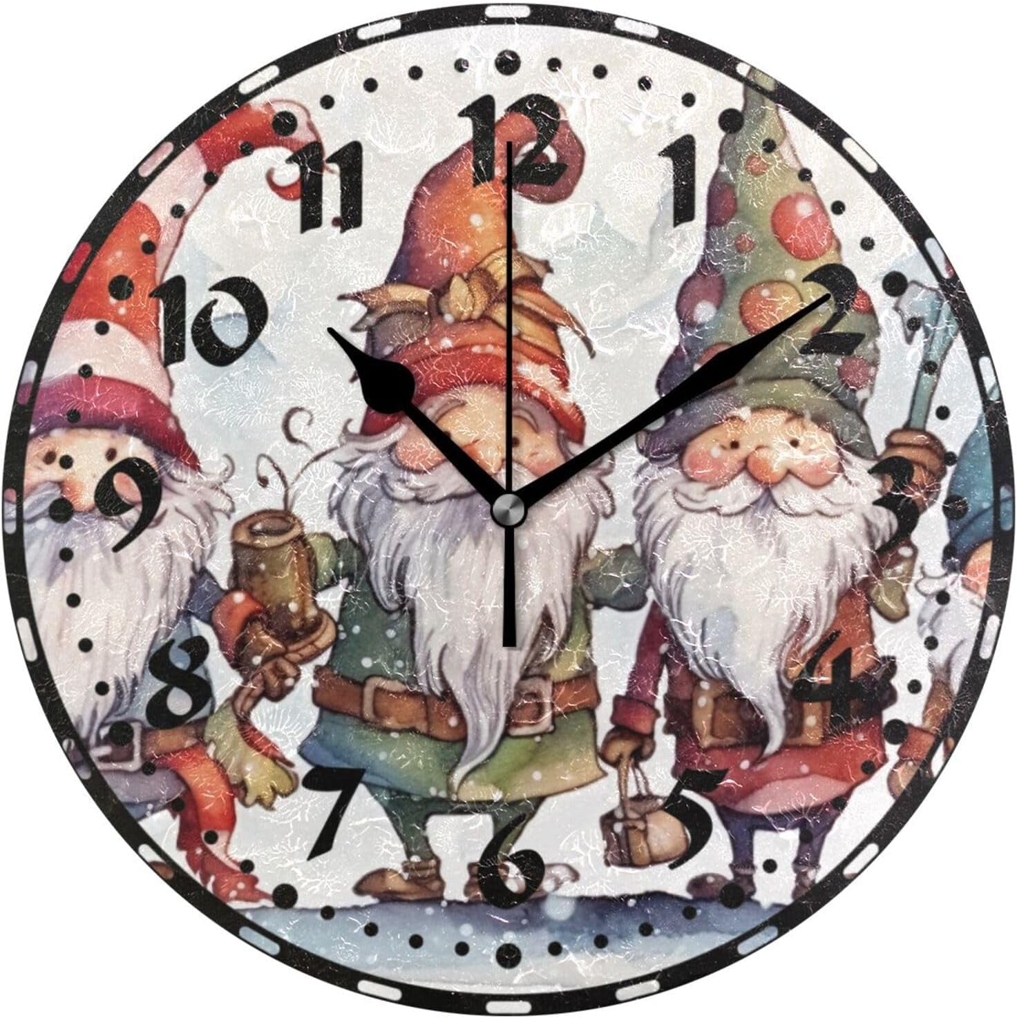 GZHJMY Christmas Gnomes Cartoon Wall Clock, Silent Non Ticking 10 Inch ...