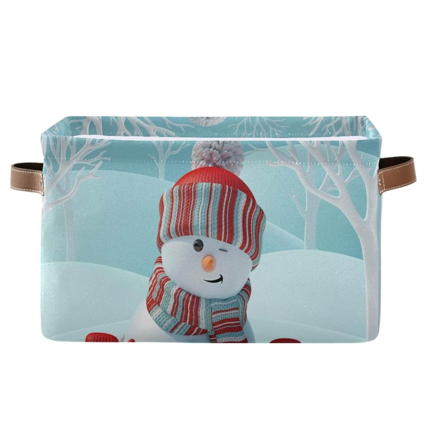 GZHJMY Christmas Large Storage Basket 3D Cute Snowman Blinking Smiling ...