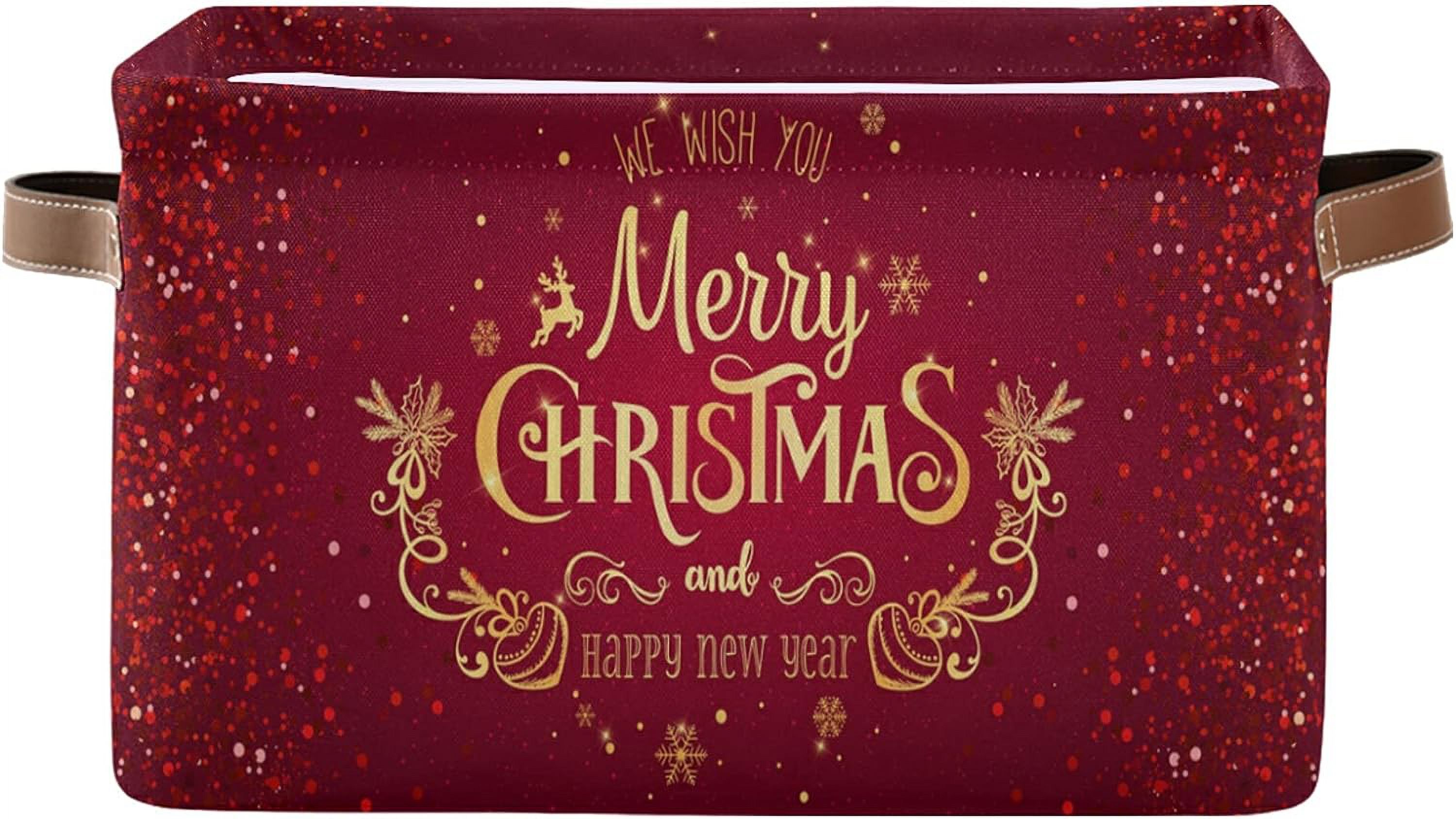 GZHJMY Christmas and New Year with Gold Glitter Storage Bin for Toy ...
