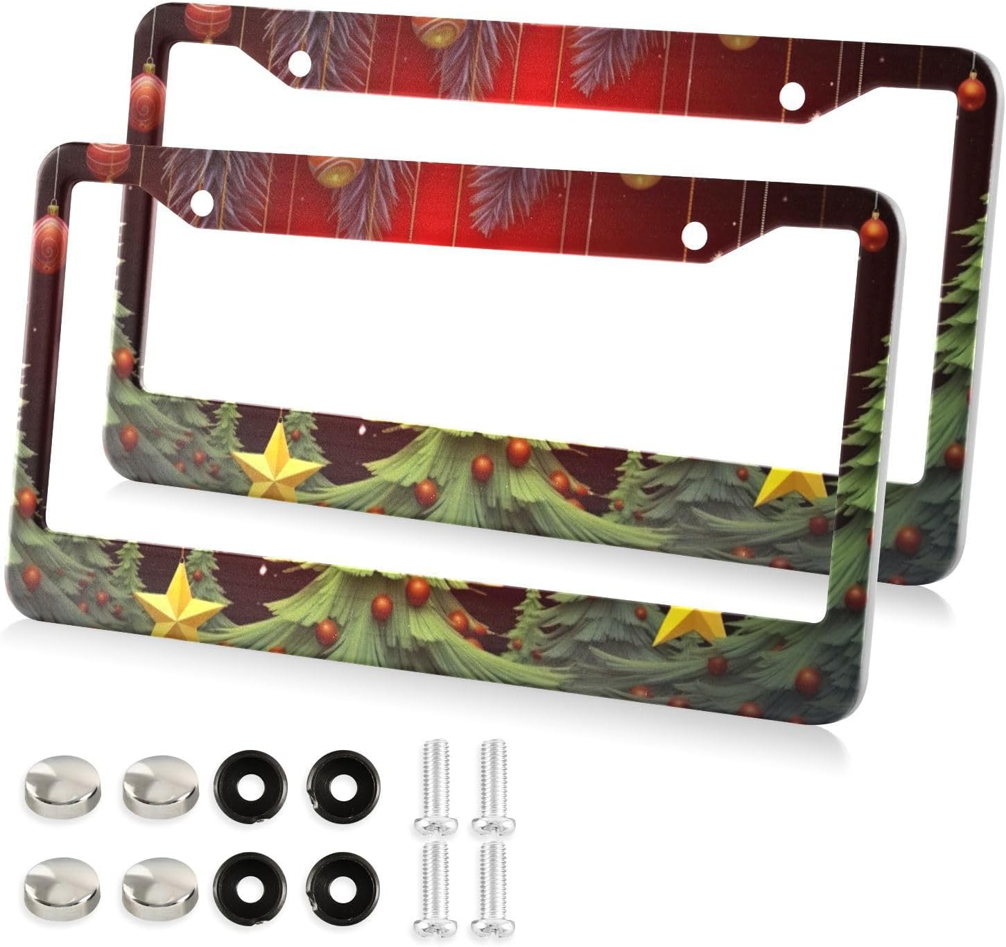 GZHJMY Christmas Pattern License Plate Frames 2 Pack Aluminum License ...