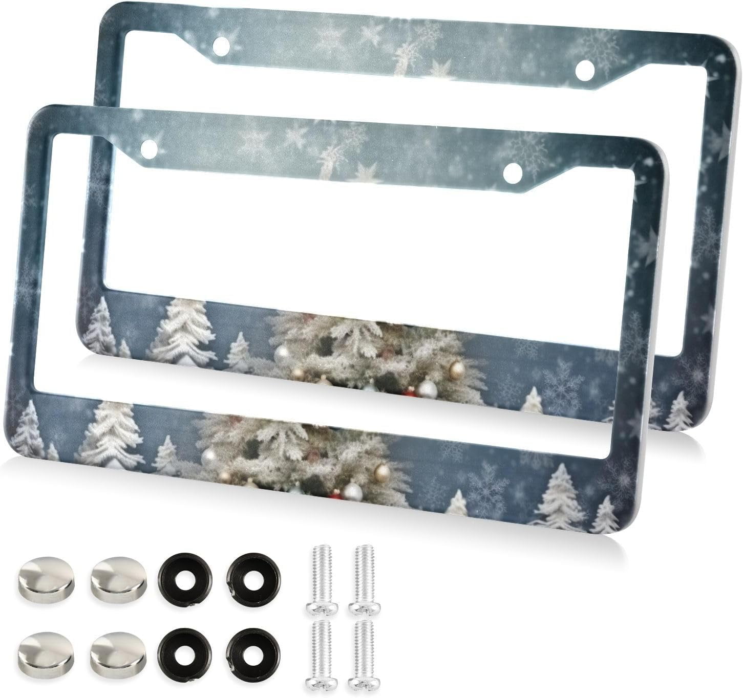 GZHJMY Christmas Pattern License Plate Frames 2 Pack Aluminum License ...