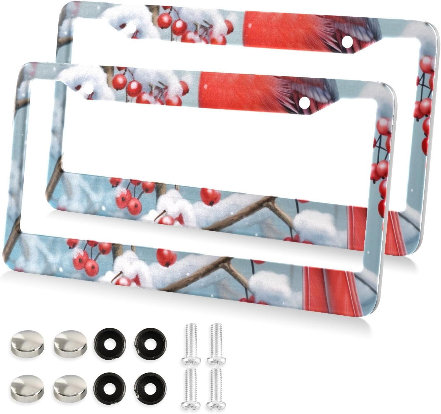 GZHJMY Christmas Red Bird License Plate Frames 2 Pack Aluminum License ...