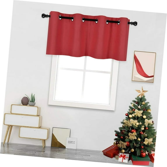 GZHJMY Christmas Red Valance for Kitchen Grommet Curtain Valance Window ...