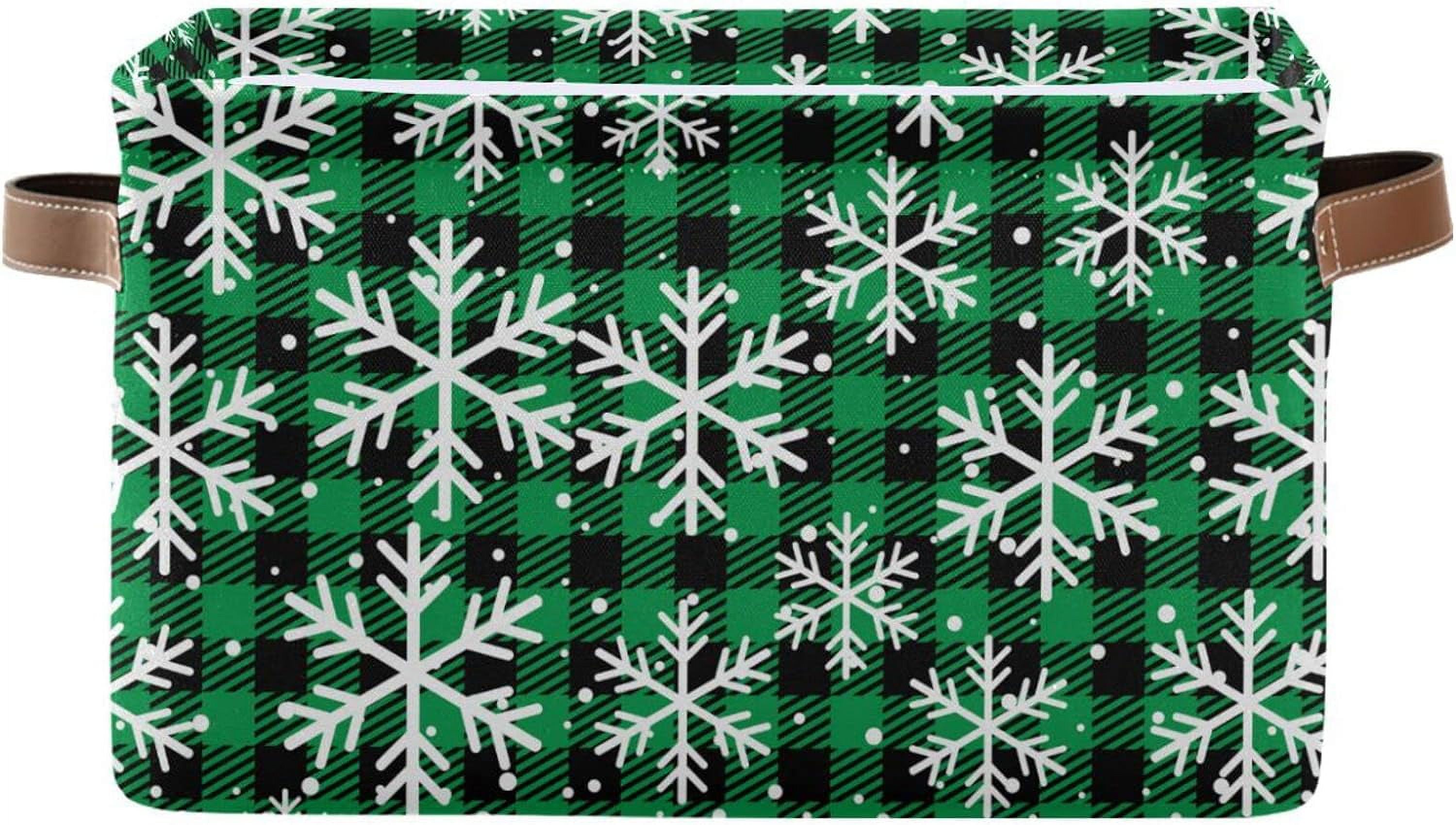 GZHJMY Christmas Snowflake Plaid Storage Basket with Handles ...