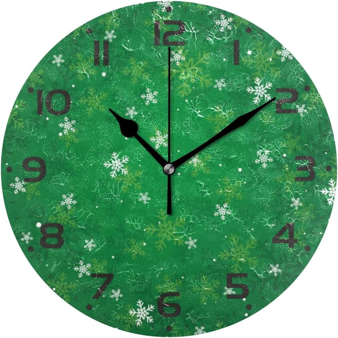 GZHJMY Christmas Snowflake Wall Clock, 10" Silent Non Ticking Round ...