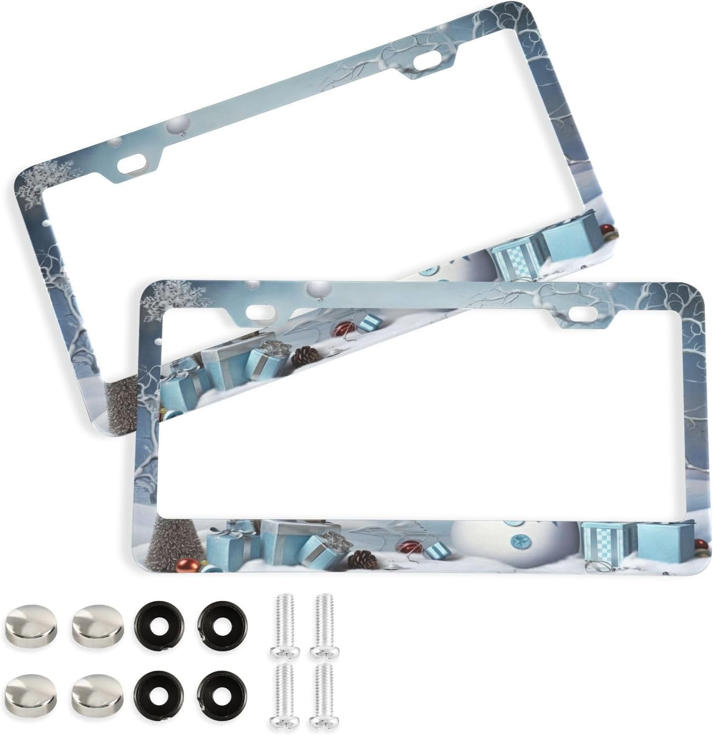 GZHJMY Christmas Snowman License Plate Frames Set of 2, Universal ...