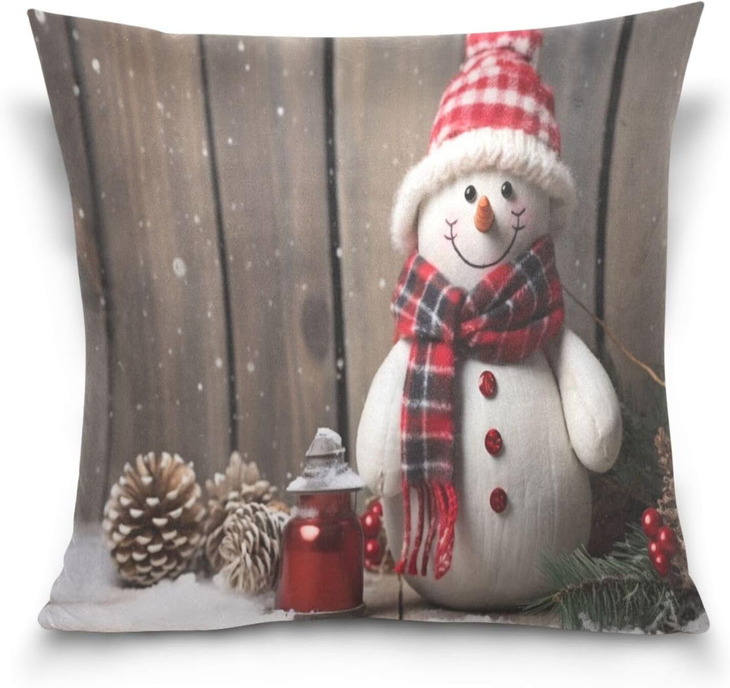 GZHJMY Christmas Snowman Throw Pillow Cover 16 x 16 Inch, Soft Square ...