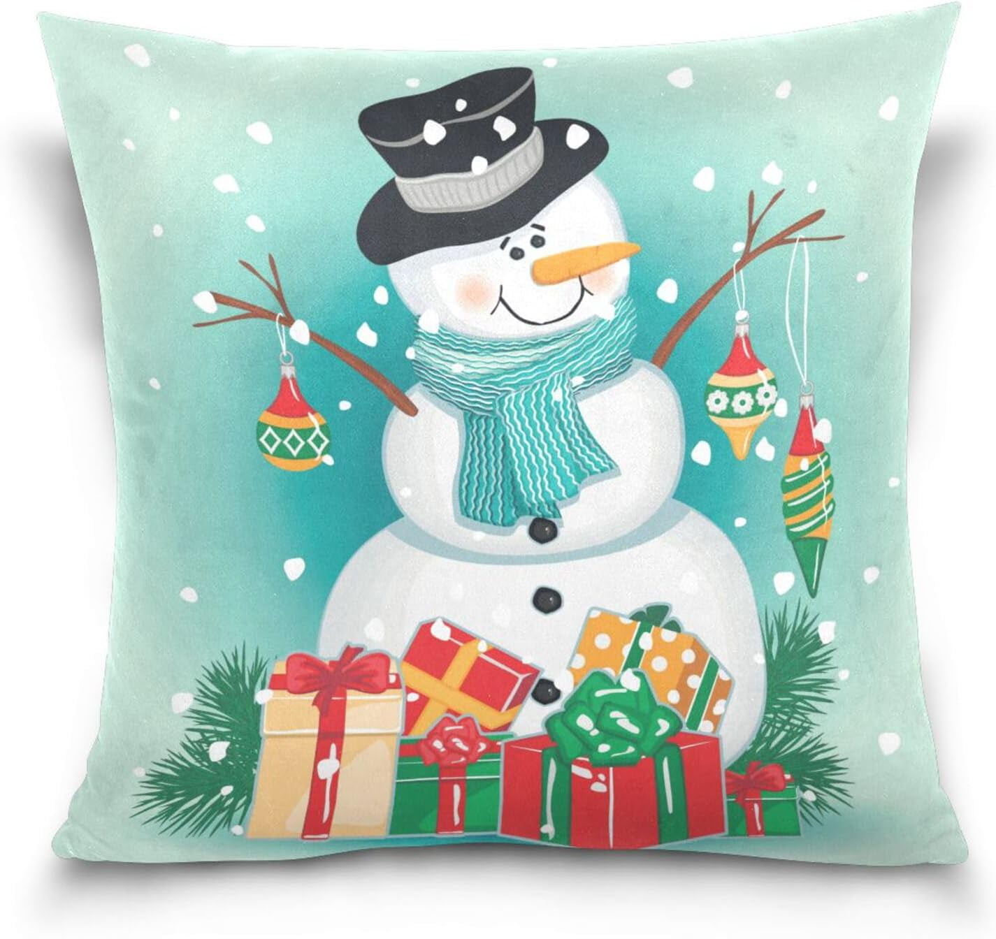GZHJMY Christmas Snowman Throw Pillow Cover 20 x 20 Inch, Soft Square ...