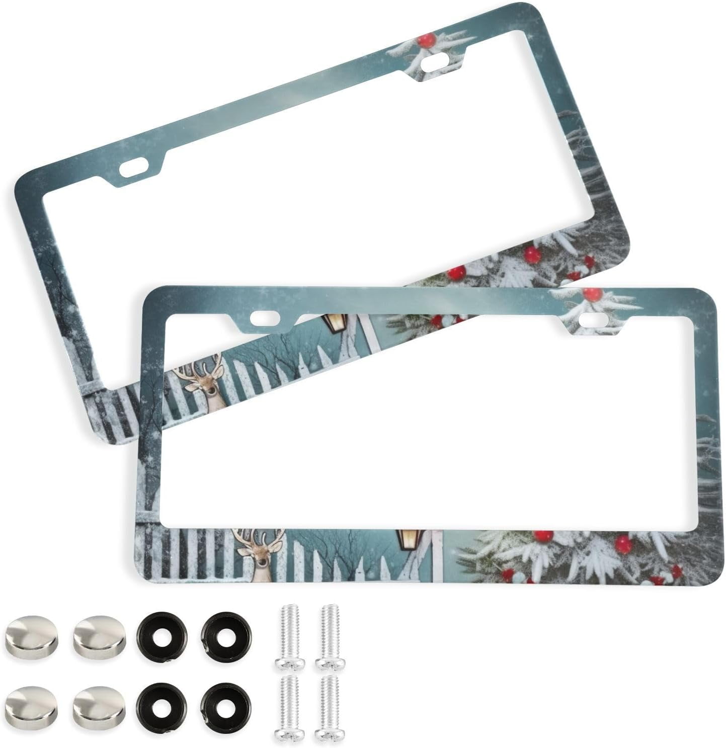 GZHJMY Christmas Tree Pattern License Plate Frames 2 Pack Aluminum ...
