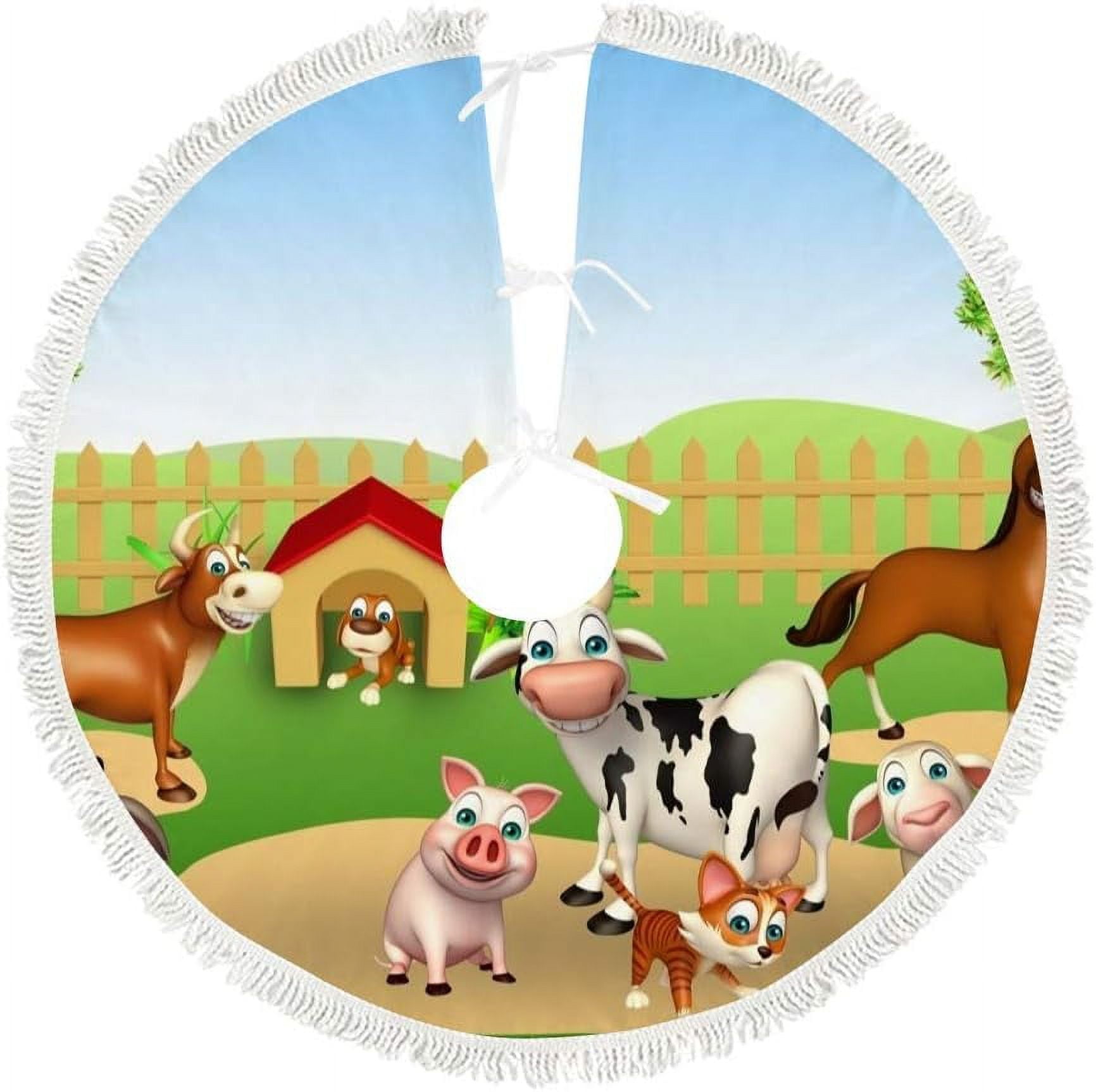 GZHJMY Christmas Tree Skirt, 30" Xmas Tree Skirts 3D Rendered Farm ...