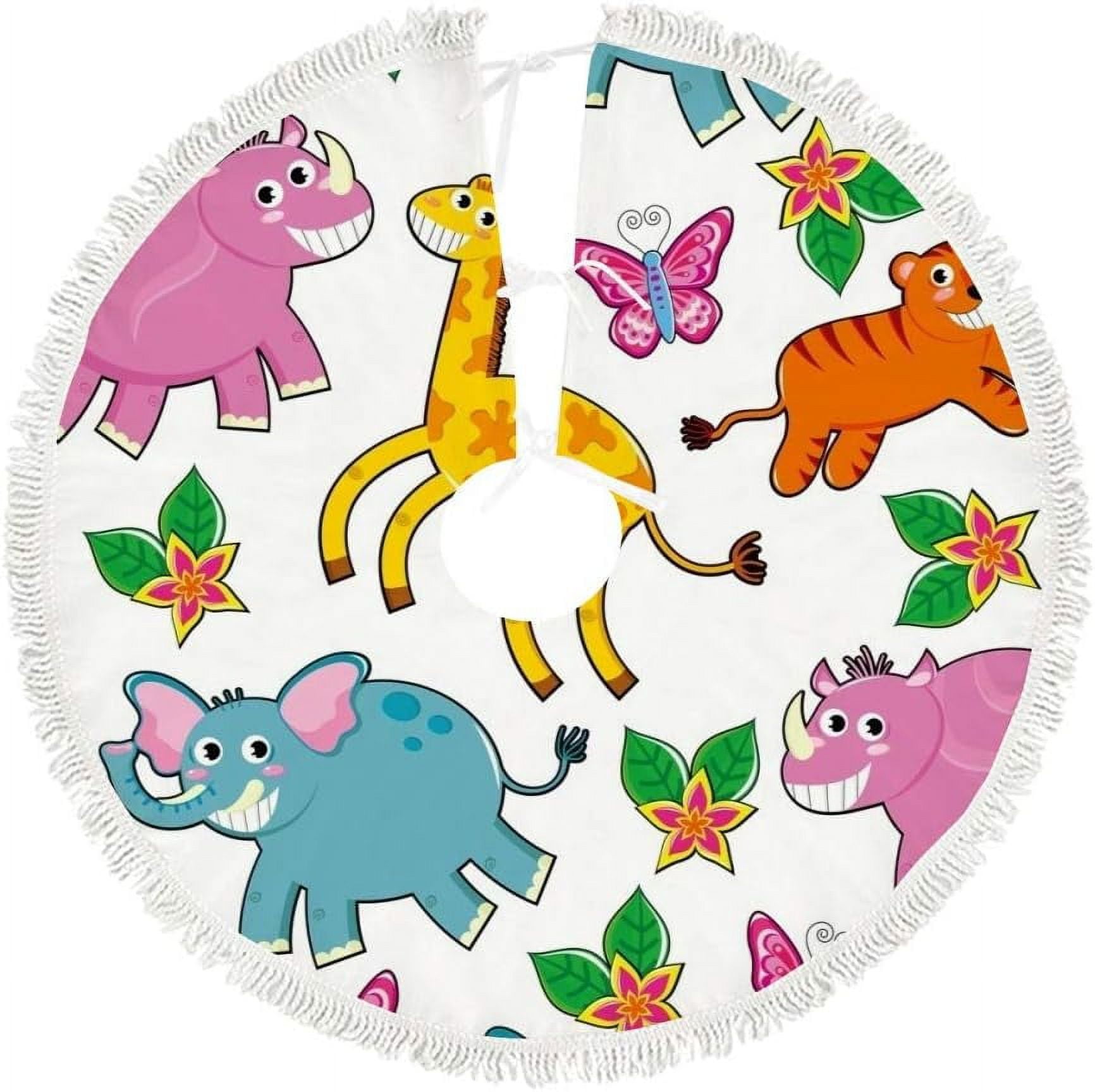 GZHJMY Christmas Tree Skirt, 30" Xmas Tree Skirts Cartoon Animals ...