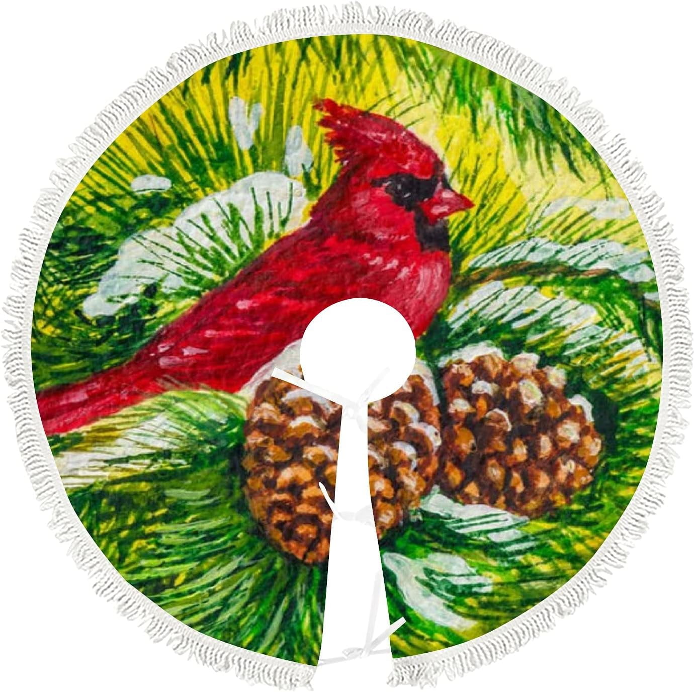 GZHJMY Christmas Tree Skirt, Merry Christmas Cardinal Red Bird 36" for ...