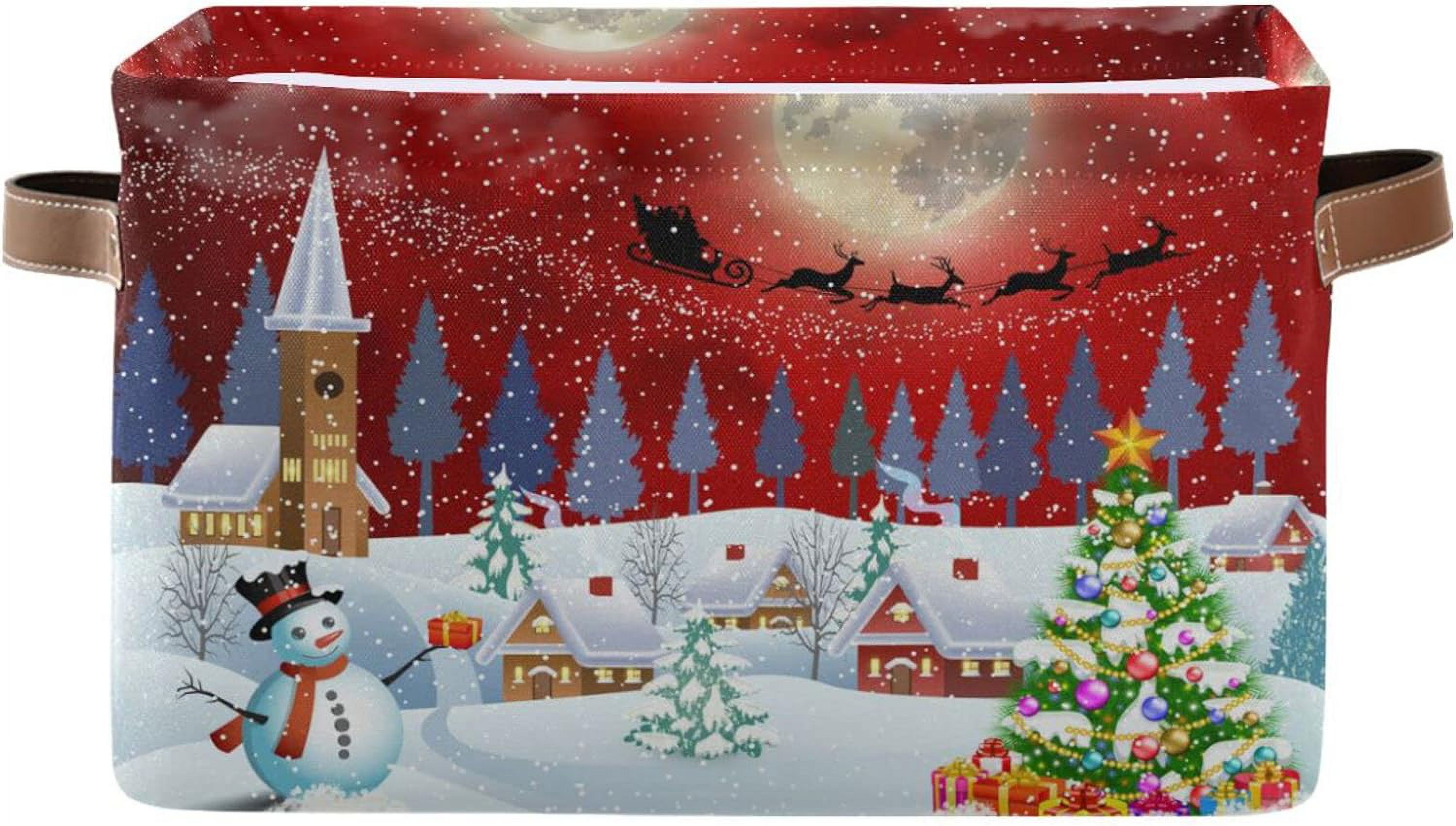 GZHJMY Christmas Village Snowman Storage Basket with Handles ...