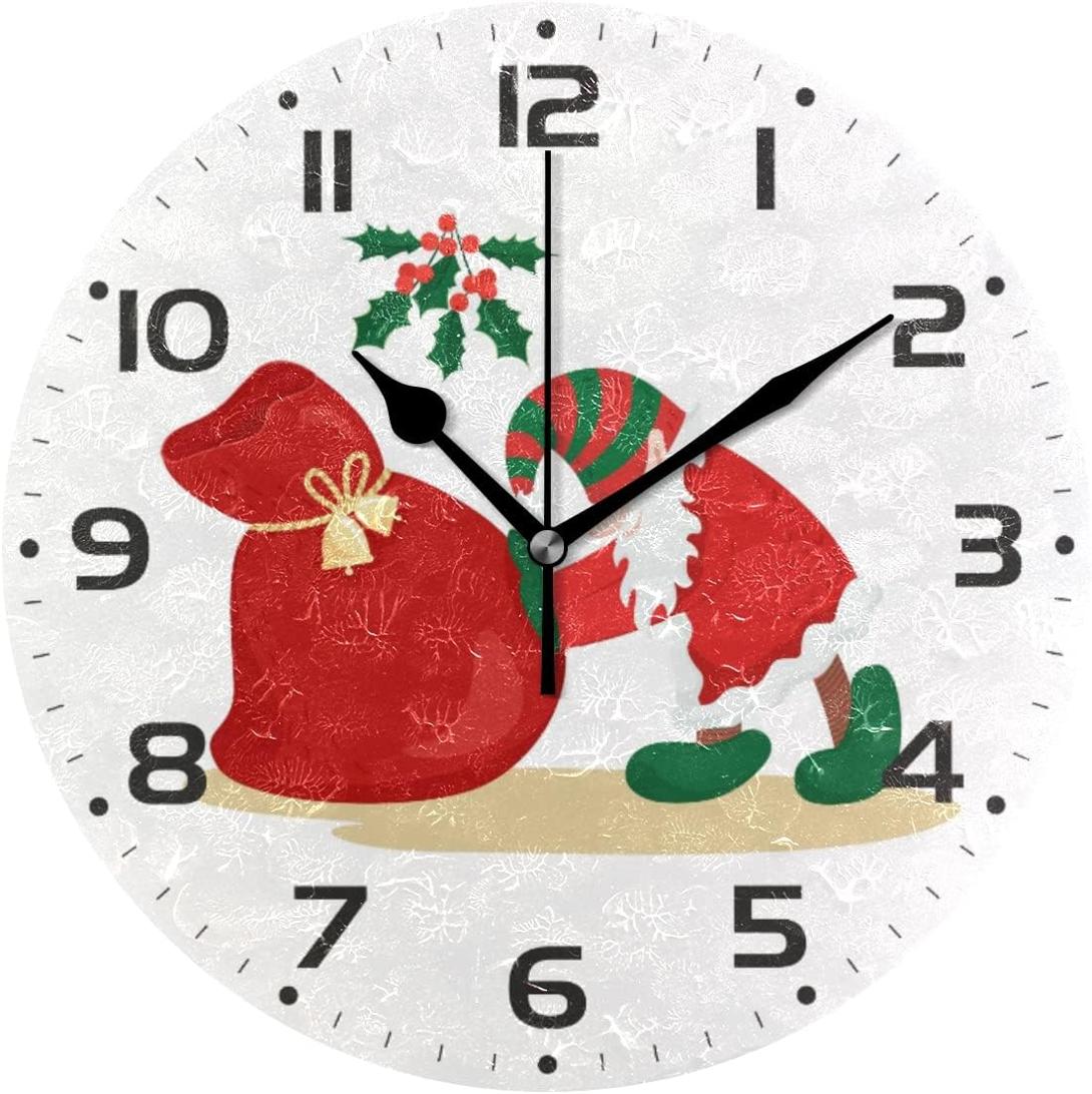 GZHJMY Christmas Wall Clock, 10" Silent Non Ticking Round Clock, Oil ...