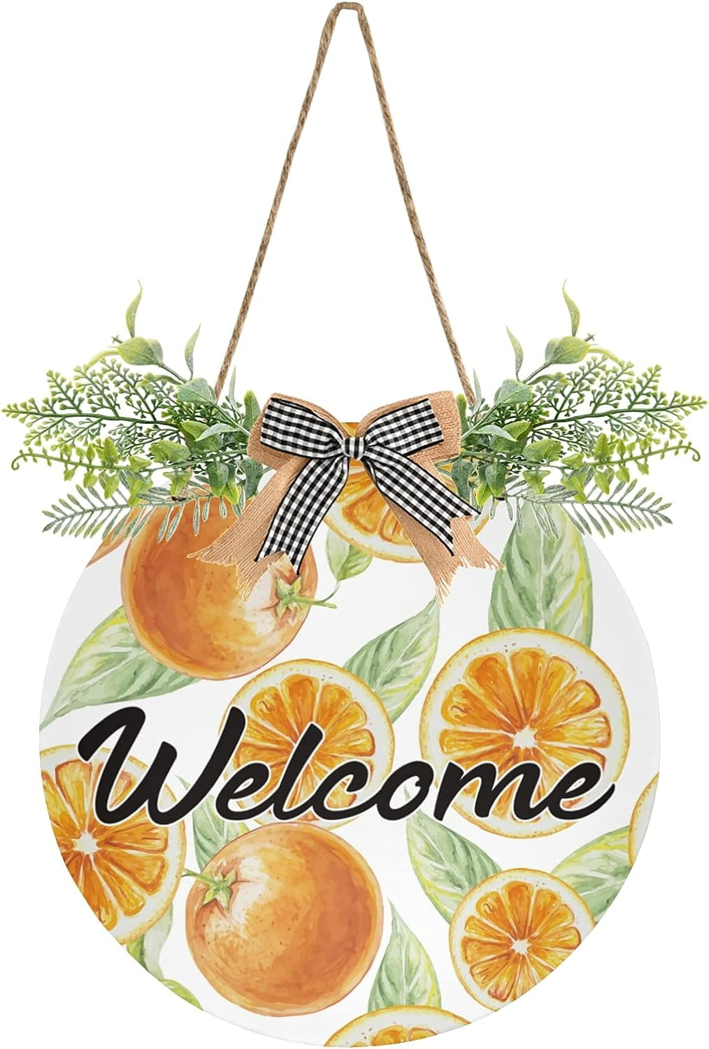 GZHJMY Citrus Orange Fruit Welcome Sign Welcome Front Door Round PVC ...