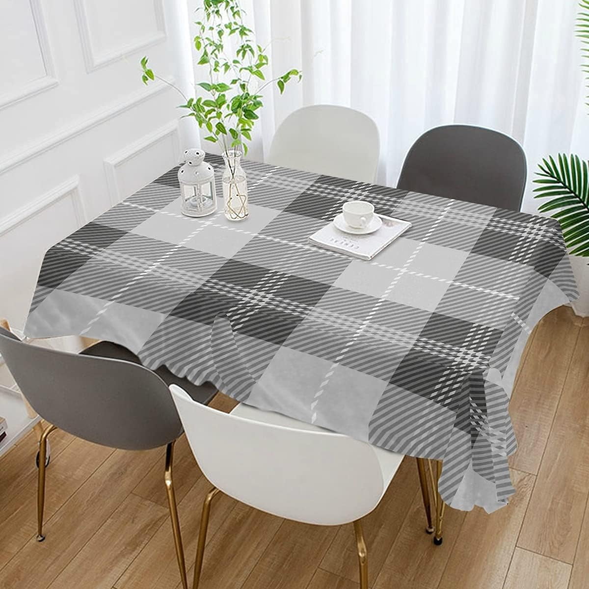 GZHJMY Classic Buffalo Check Style Oilcloth Washable Polyester Fabric ...