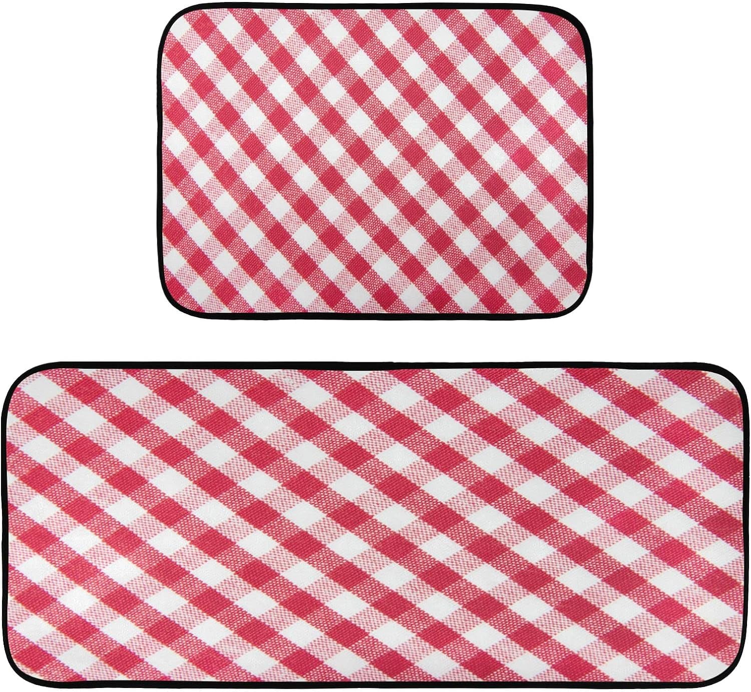 GZHJMY Classic Red Square Kitchen Rug,Set of 2 Decoration Non Skid ...