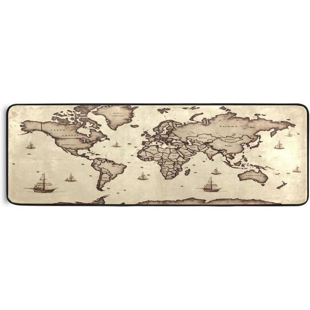 GZHJMY Classic World Map Area Rug - 2' x 6' Washable Runner Rugs with ...