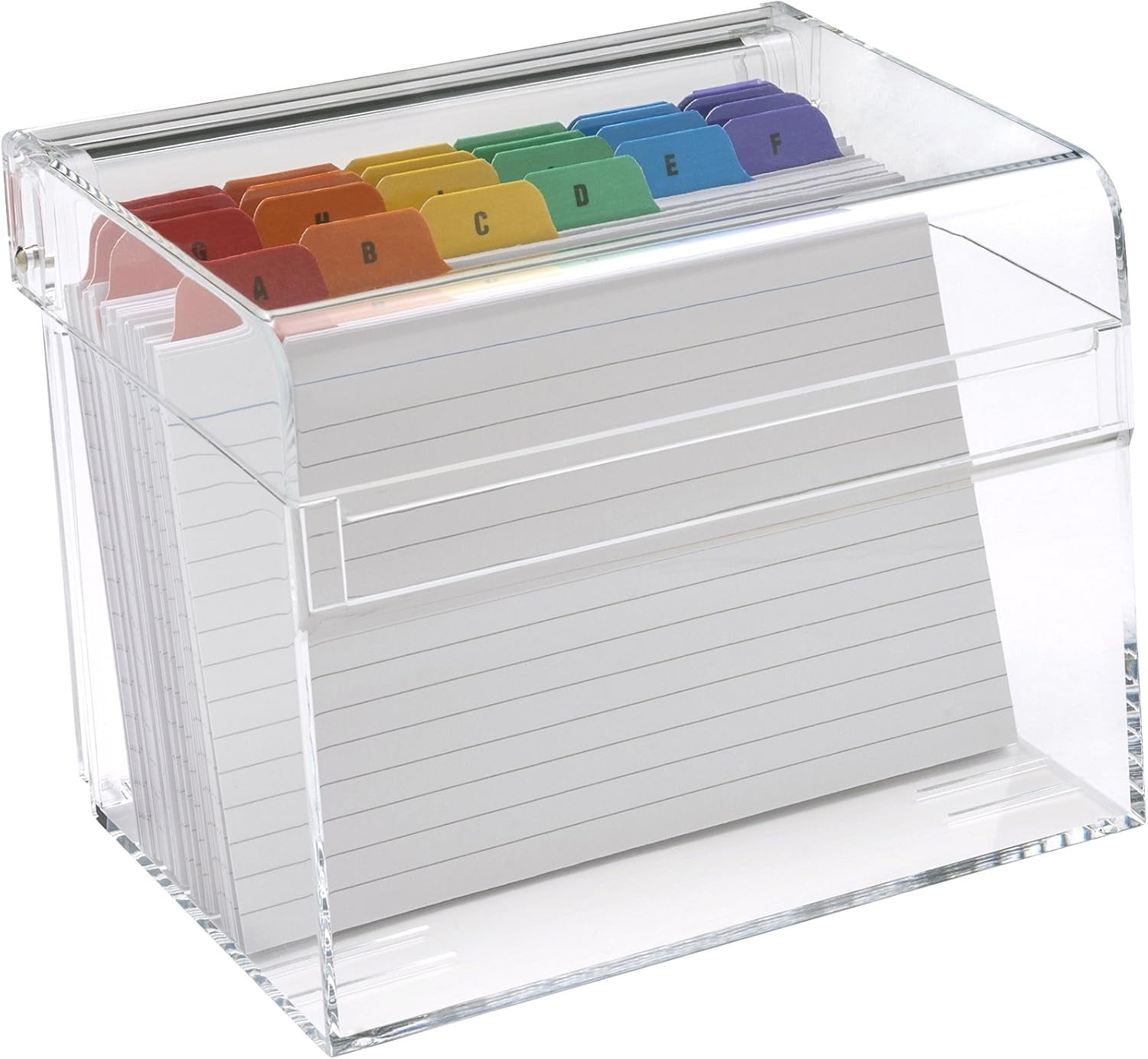 GZHJMY Clear Acrylic Index Box | Regular | A to Z Divider Tabs | 100 ...