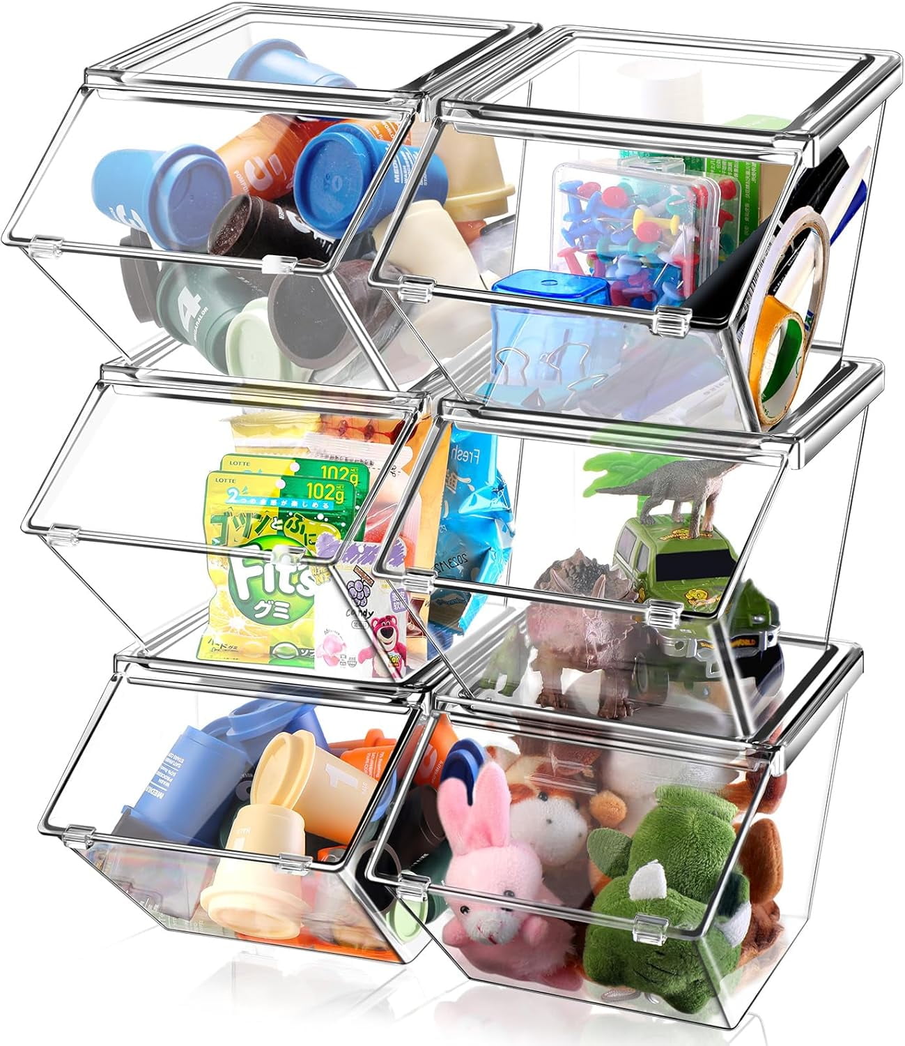 GZHJMY Clear Plastic Storage Bins with Lids Large Stackable Pantry ...