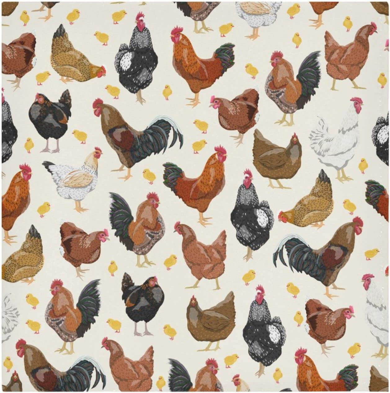 GZHJMY Cloth Napkin Rooster Hen Farm Bird Chicken Kitchen Dining Table ...