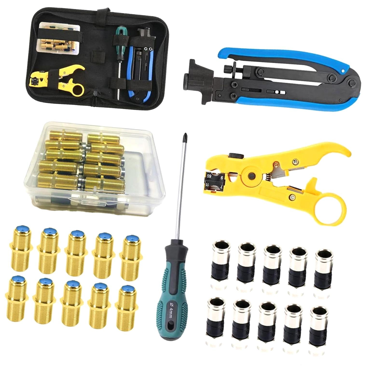 GZHJMY Coaxial Cable Crimping Kit, Compression Tool for RG6 RG59 RG11 ...