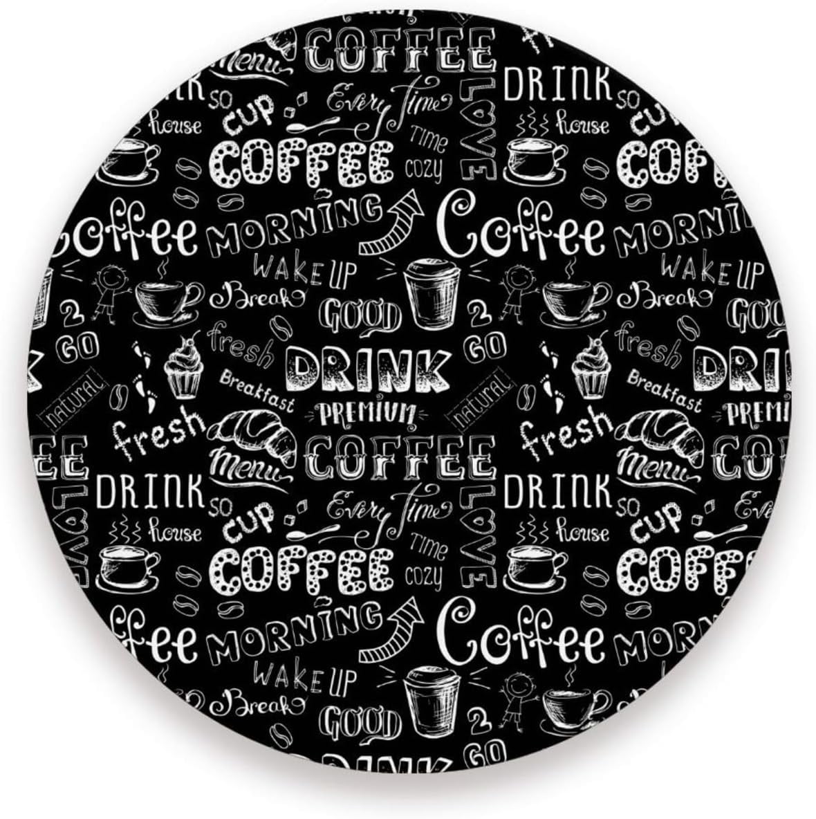 GZHJMY Coffee Texture Black Coasters for Drinks Set of 4, Absorbent ...
