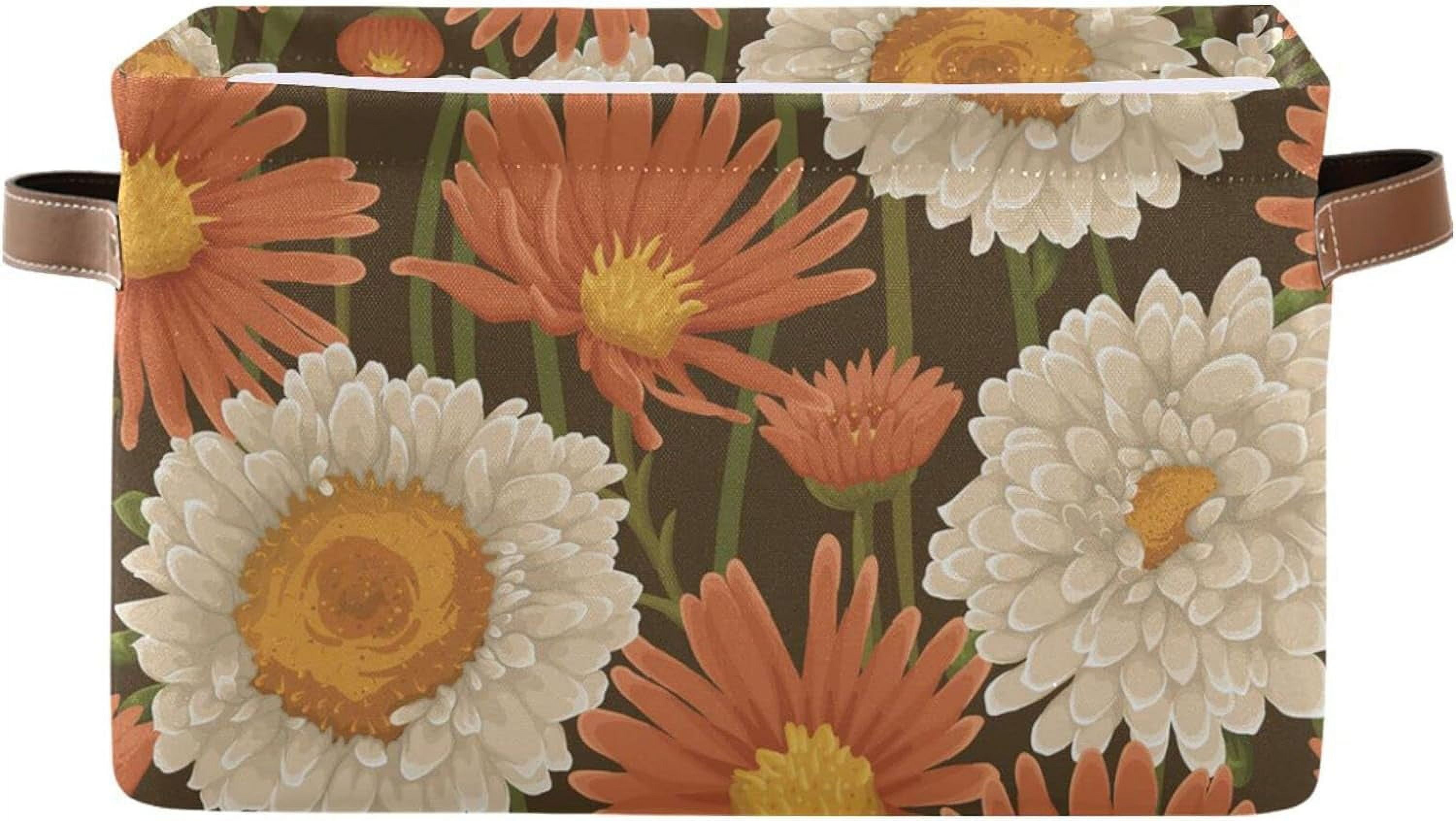 GZHJMY Collapsible Storage Basket Art Flower Rectangular Storage Bins ...