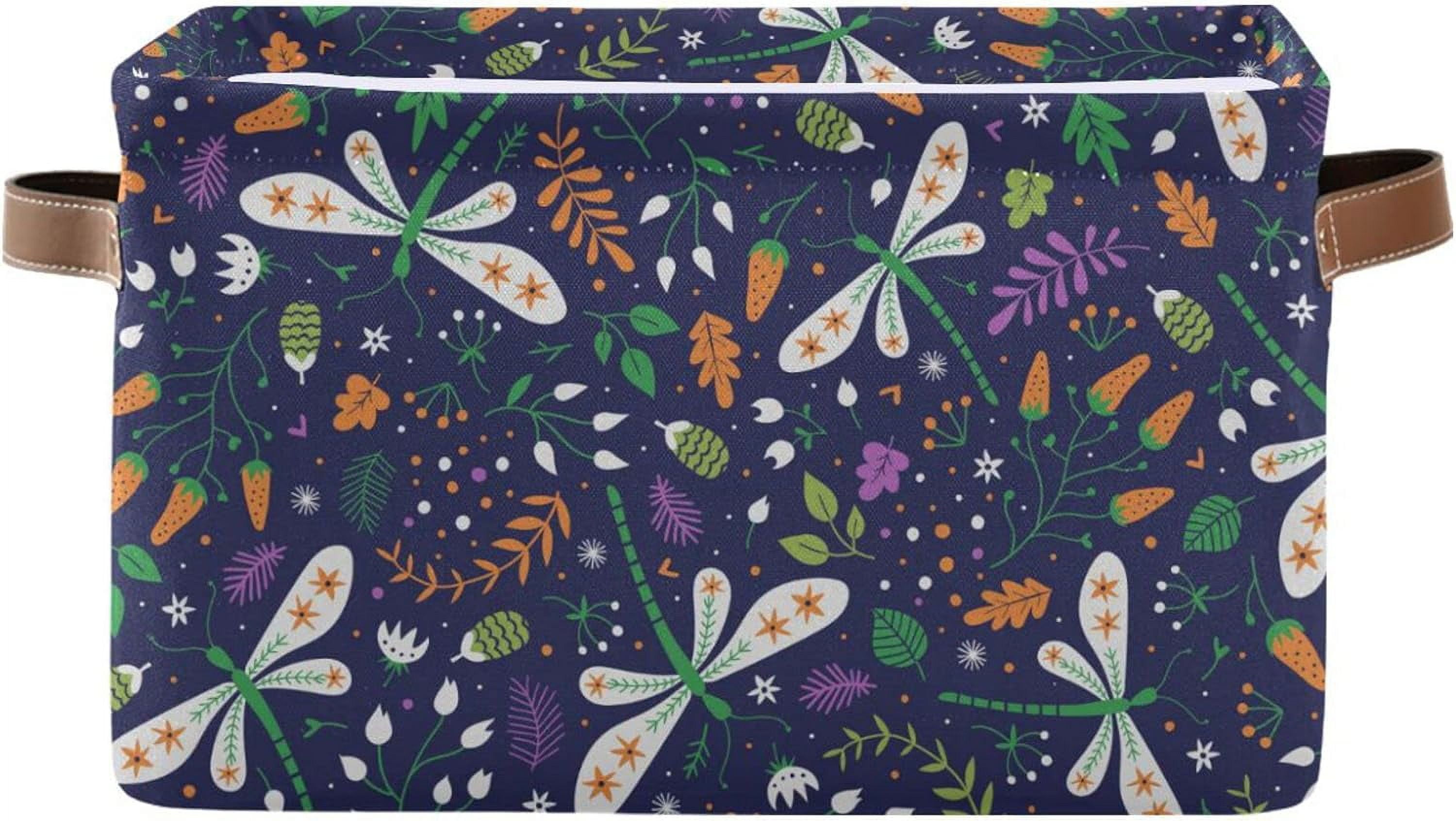 GZHJMY Collapsible Storage Basket Berries and Dragonflies Rectangular ...